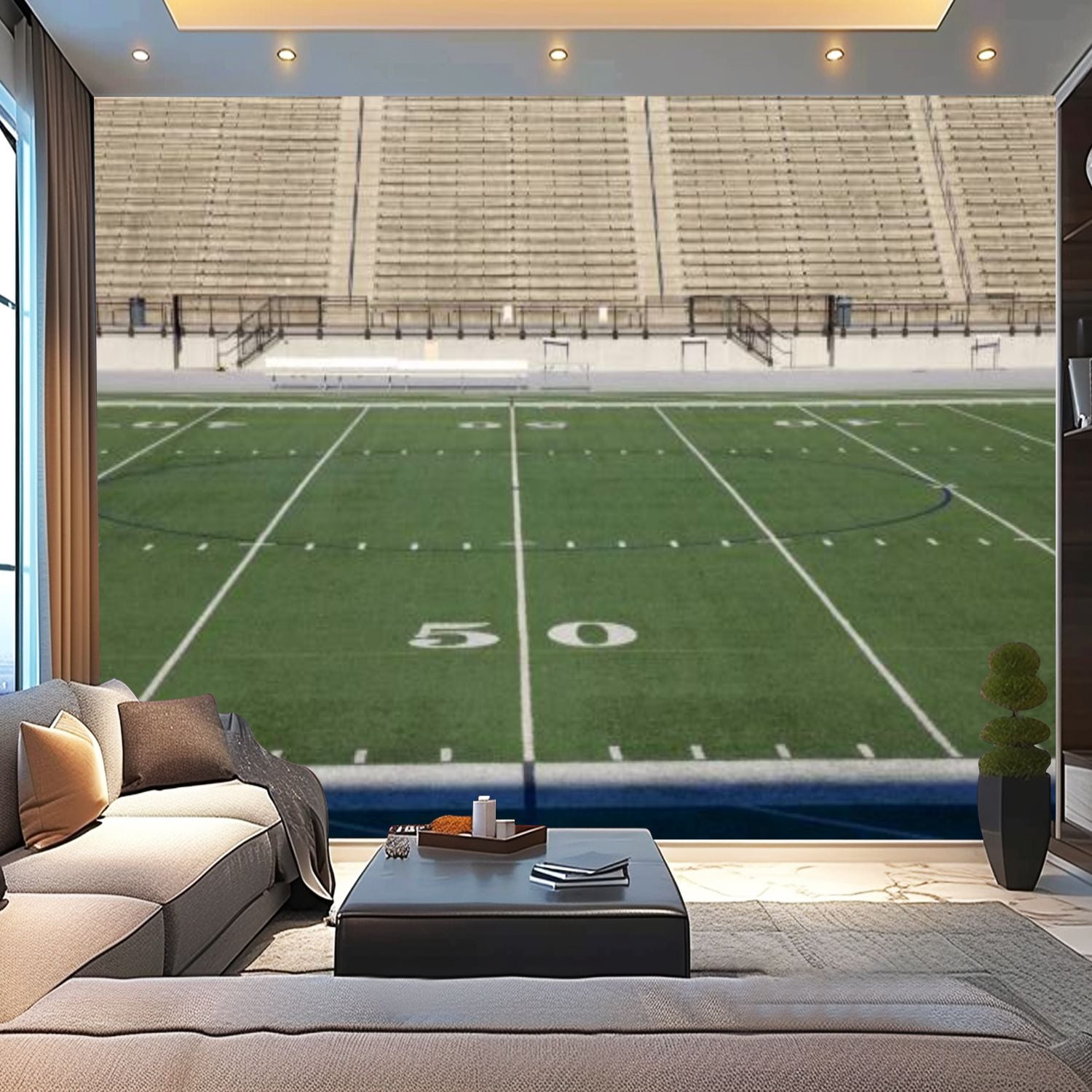 Peel and Stick Canvas Wallpaper High school track football field Modern ...