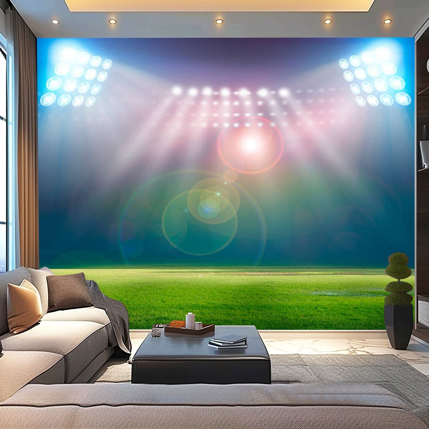 Peel and Stick Canvas Wallpaper Lights Modern Art Wall Mural Decor Self ...