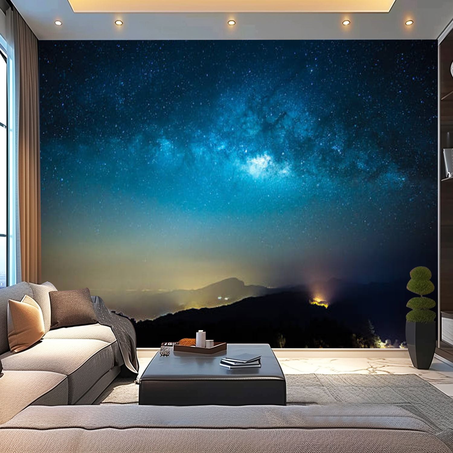 Peel and Stick Canvas Wallpaper Milky Way Modern Art Wall Mural Decor ...