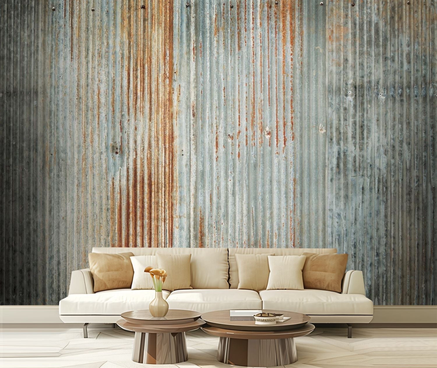 Peel and Stick Canvas Wallpaper Old zinc texture rusty galvanized metal ...