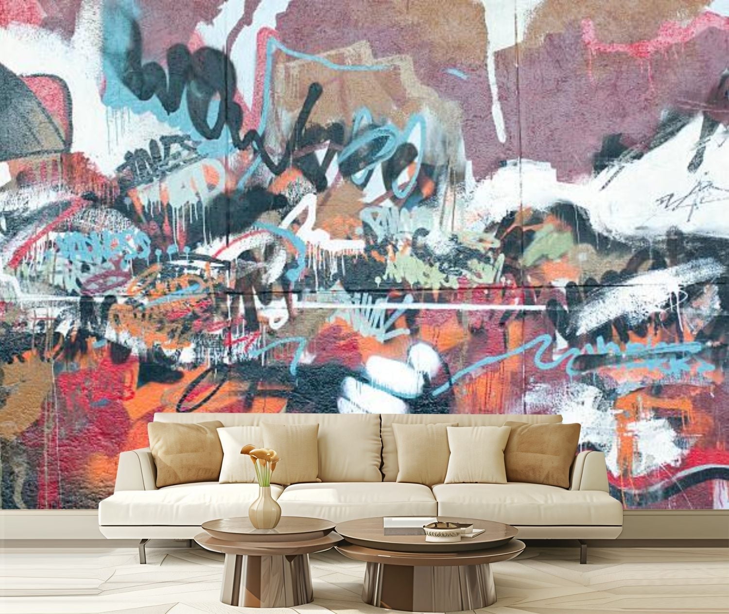 Peel and Stick Canvas Wallpaper Plaster Wall Graffiti Modern Art Wall ...