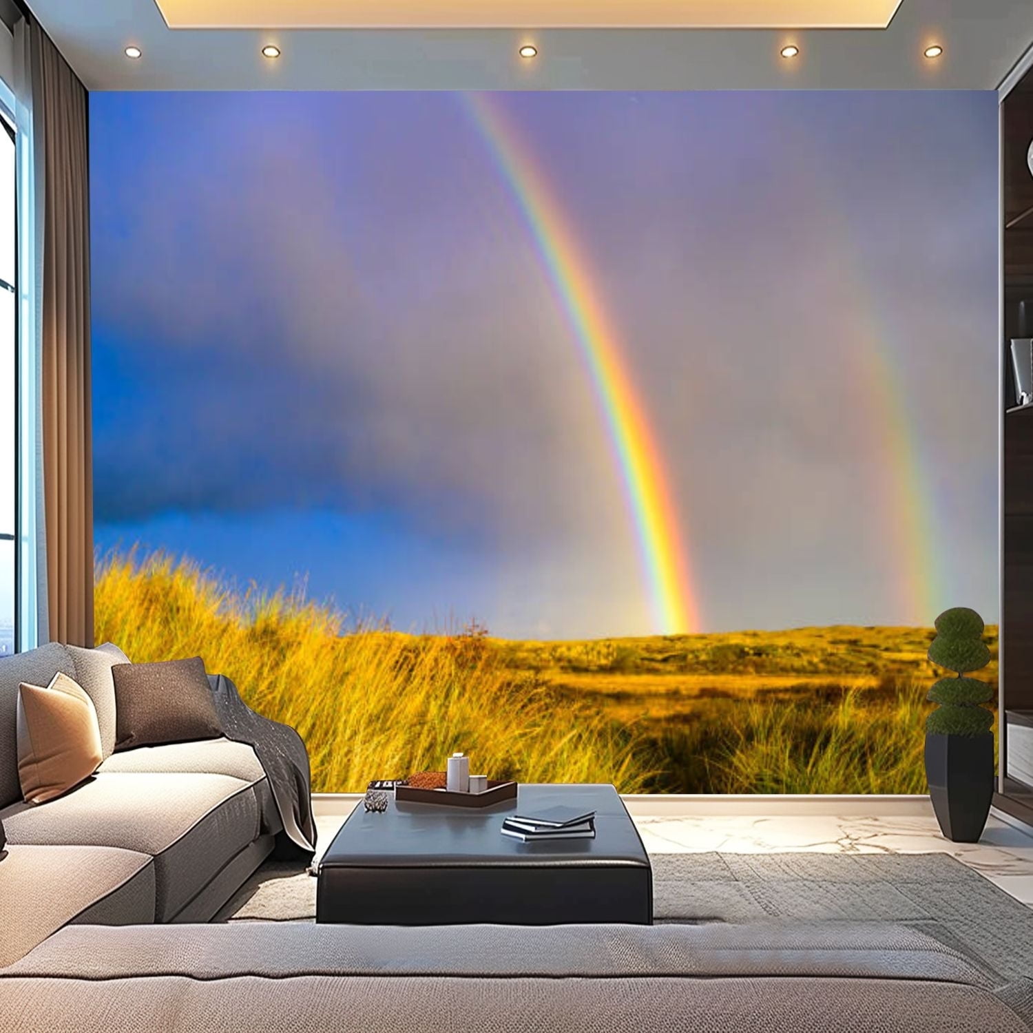 Peel and Stick Canvas Wallpaper Rainbow dunes island Wadden sea Modern ...