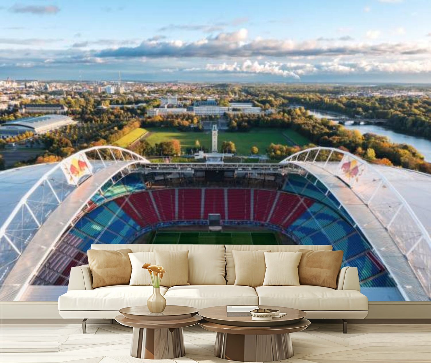 Peel and Stick Canvas Wallpaper Red Bull aerial view Leipzig Modern Art ...