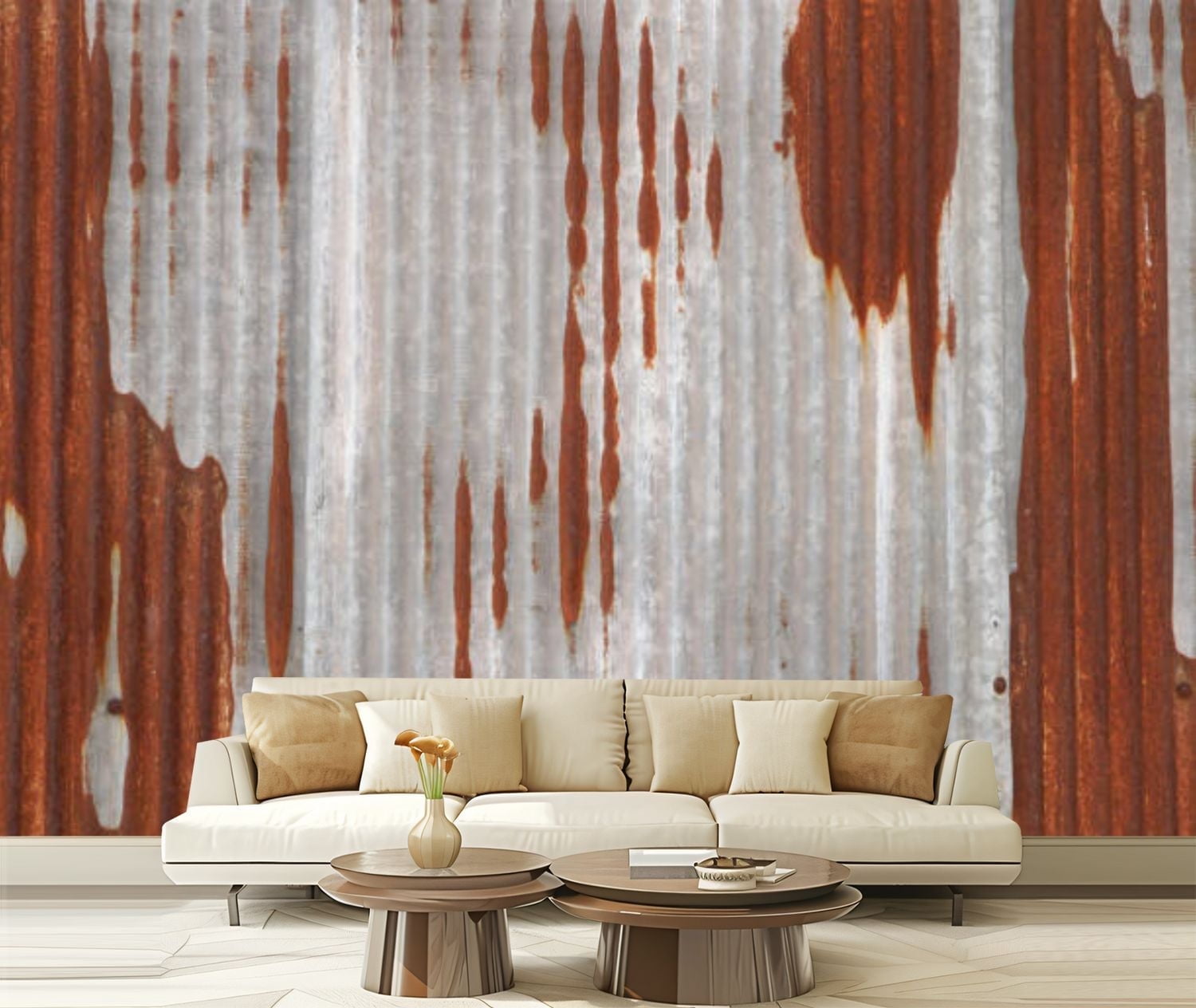 Peel and Stick Canvas Wallpaper Rusting metal siding Old metal sheet ...