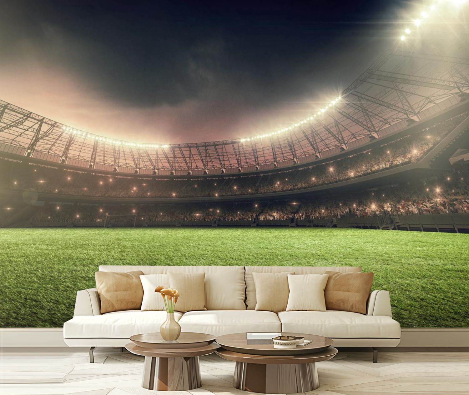 Peel and Stick Canvas Wallpaper Soccer field illumination night sky ...