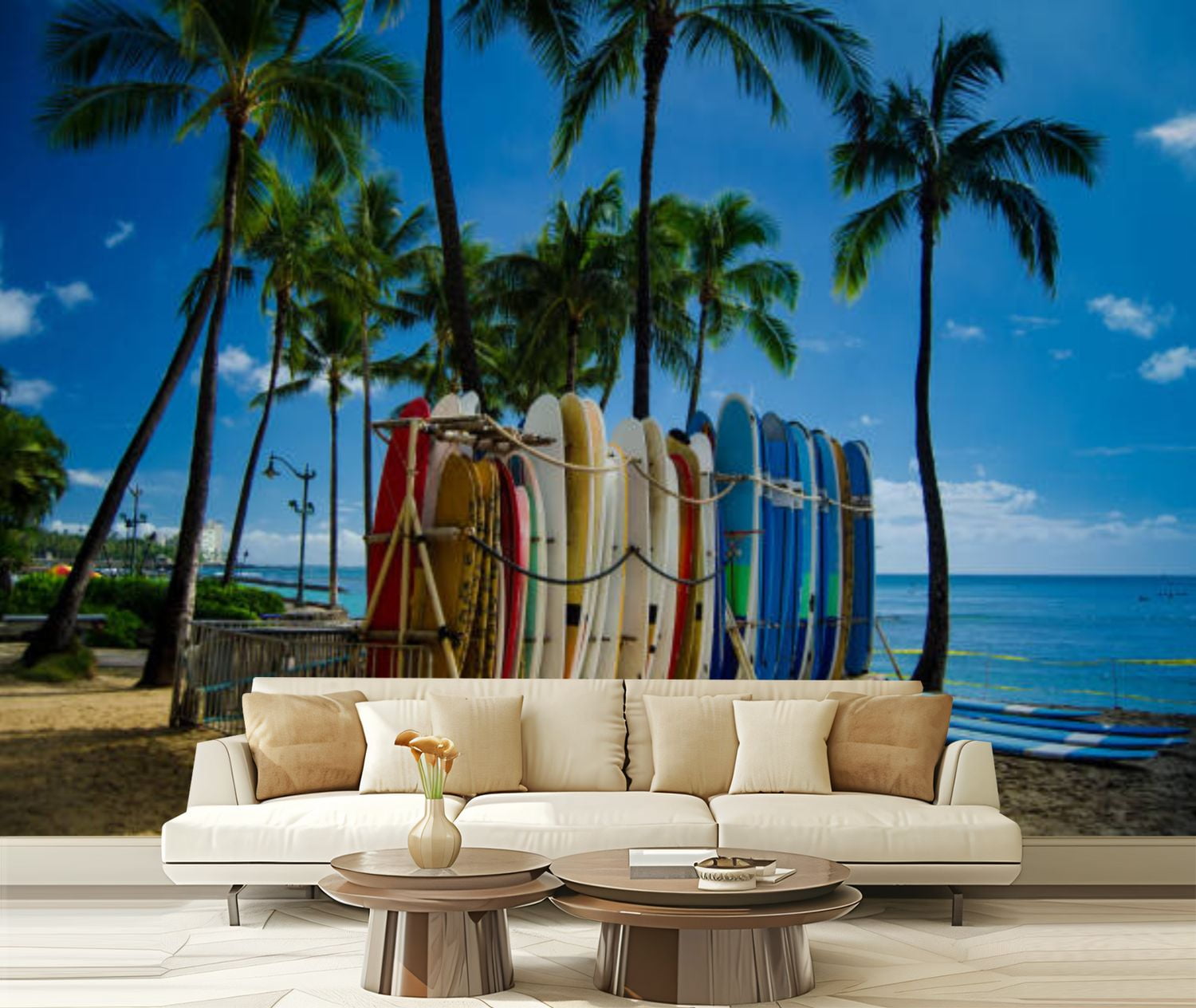 Peel and Stick Canvas Wallpaper Surfboards Waikiki beach Modern Art ...