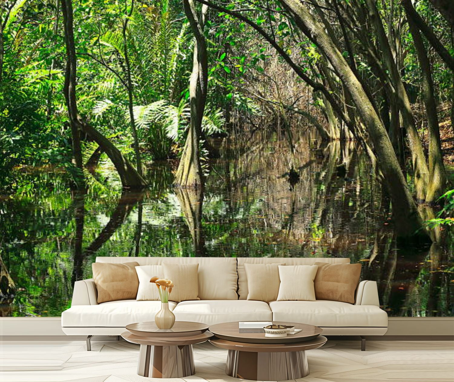 Peel and Stick Canvas Wallpaper Swamp Wetland tropical Landscape Modern ...