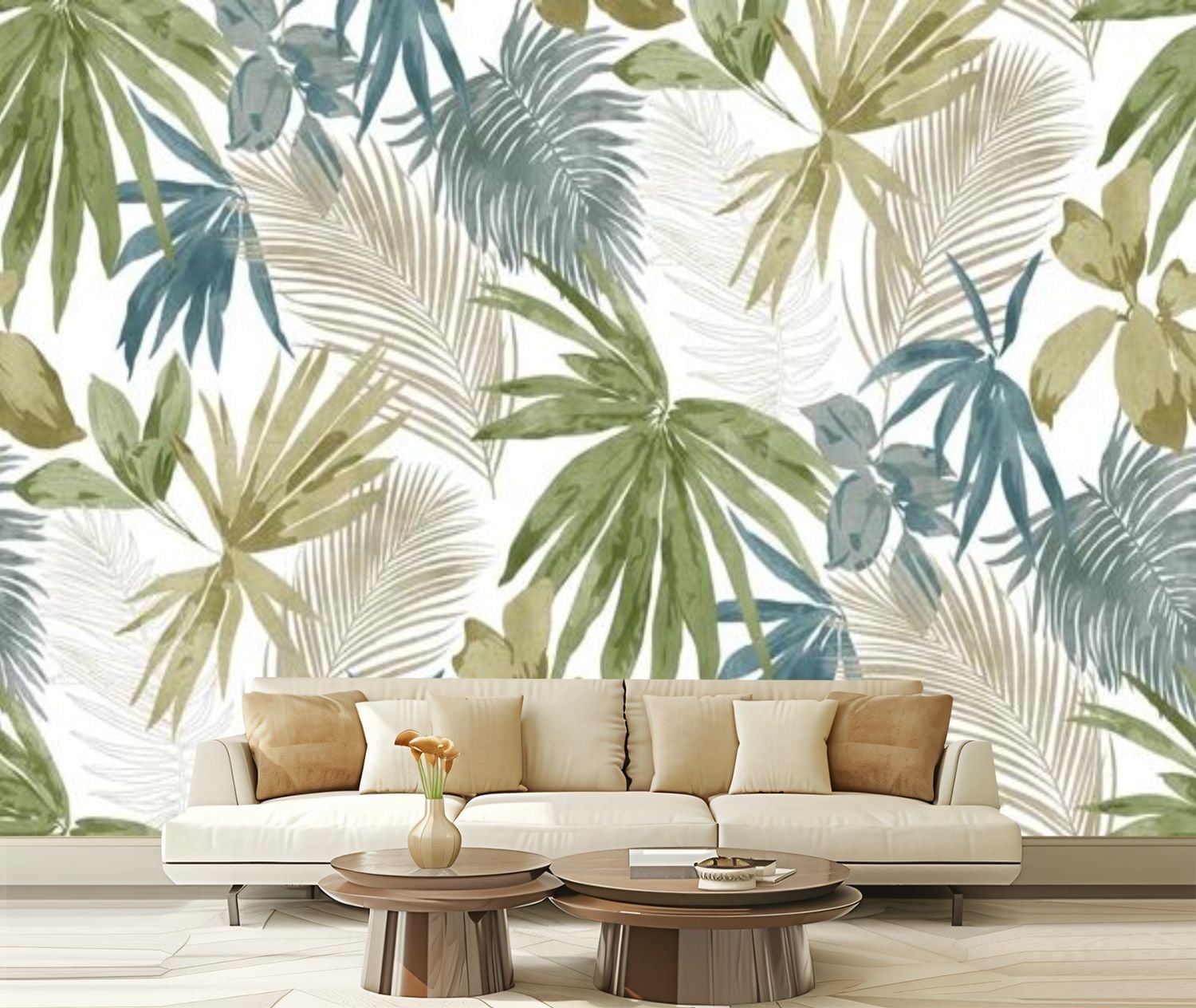 Peel and Stick Canvas Wallpaper Tropical Palm Leaf Pattern design art ...