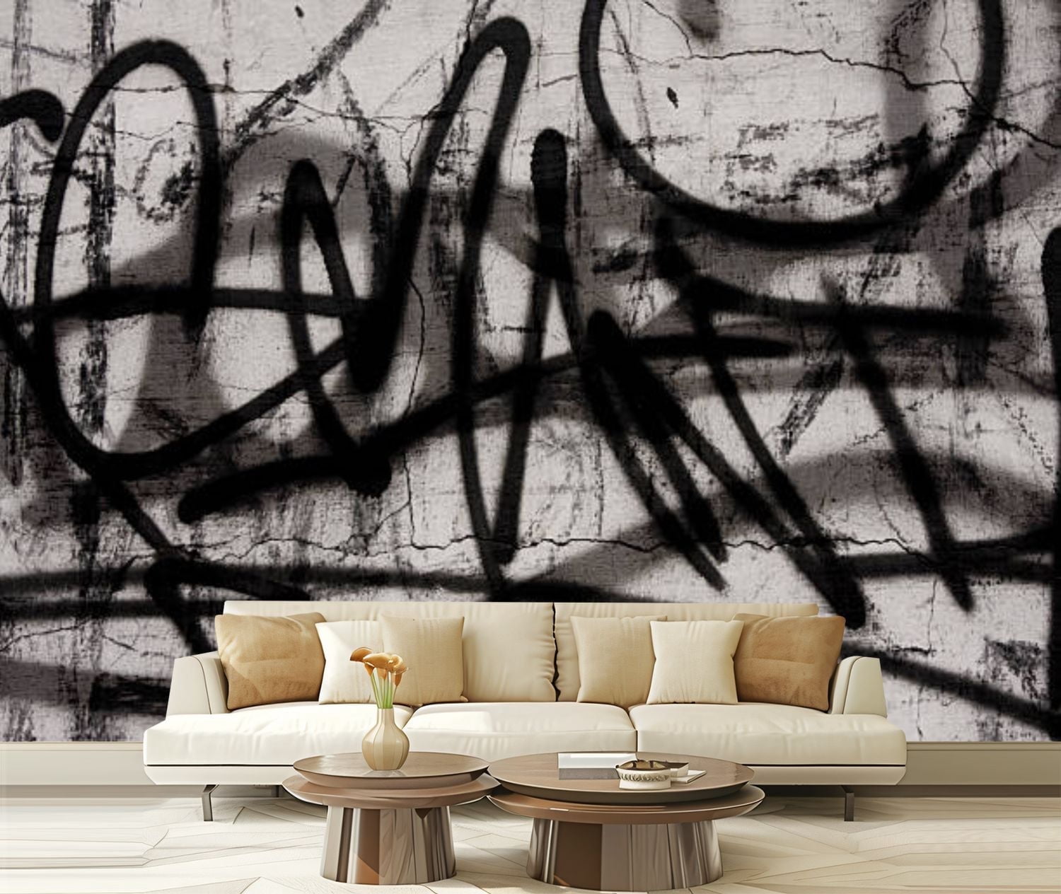 Peel and Stick Canvas Wallpaper Urban Graffiti Modern Art Wall Mural ...