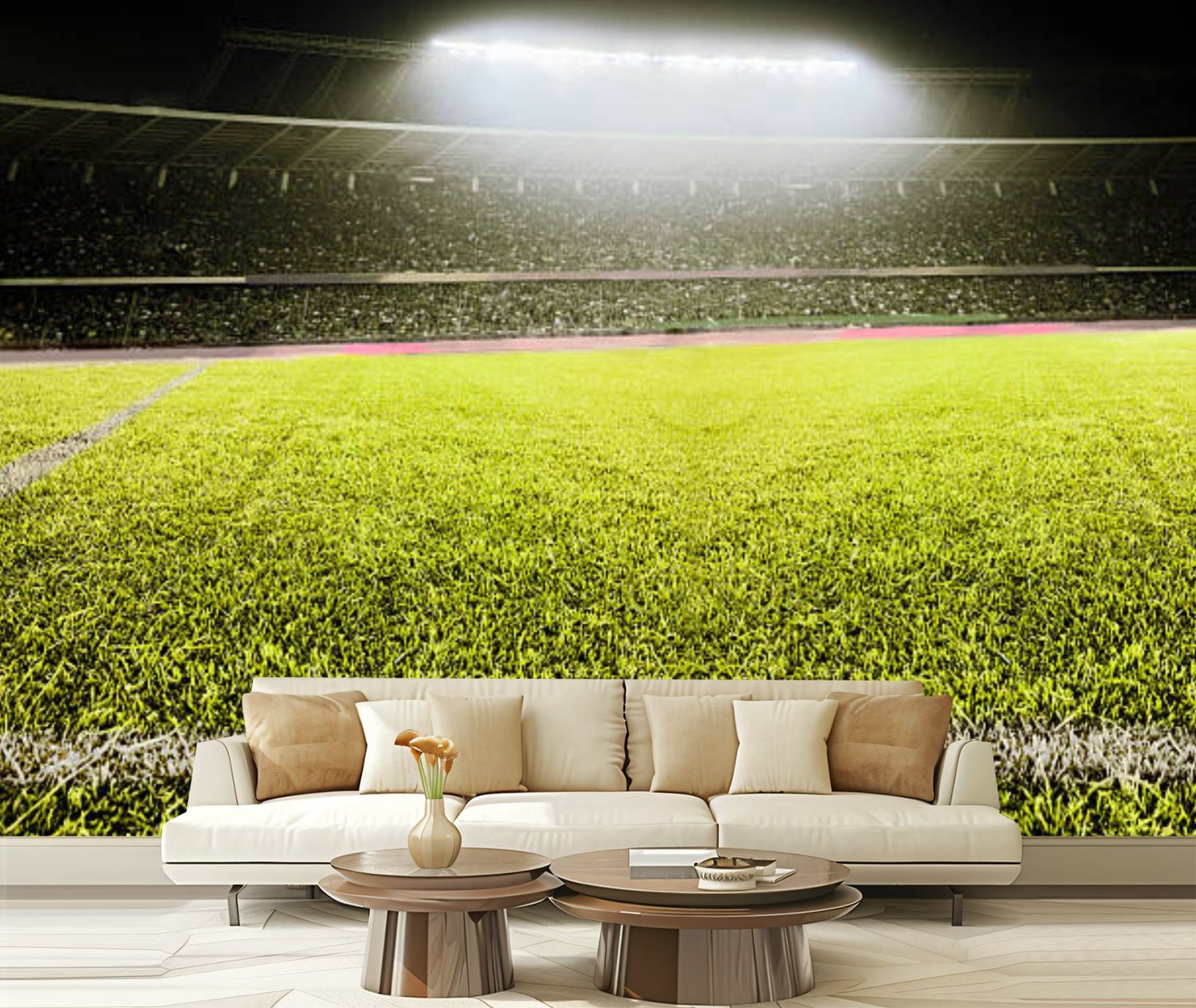 Peel and Stick Canvas Wallpaper View athletic soccer football field ...