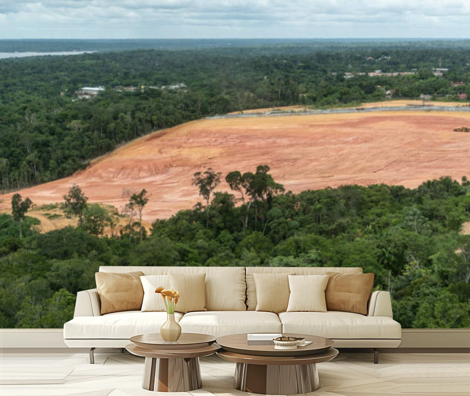 Peel and Stick Canvas Wallpaper View to deforested area green Manaus ...