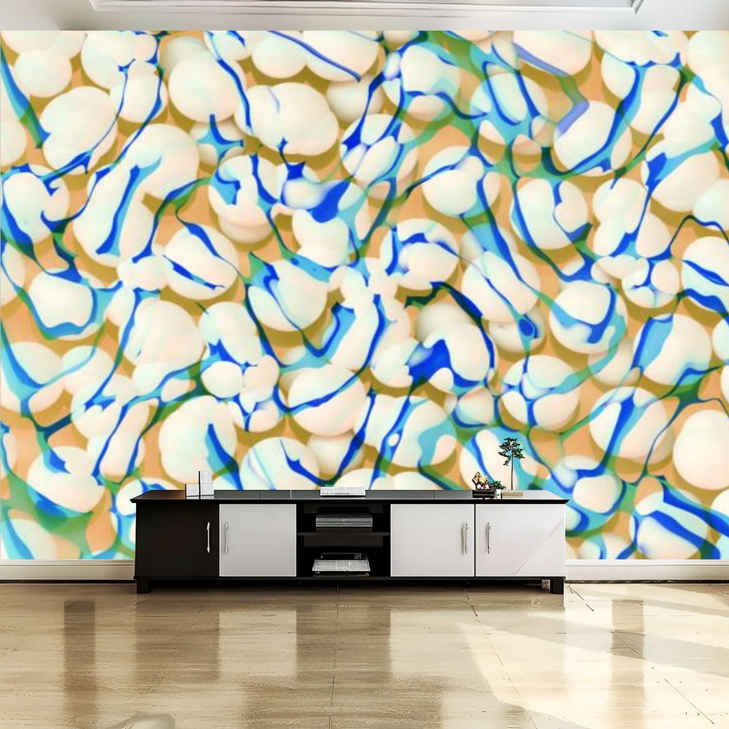Peel and Stick Canvas Wallpaper Wall Mural Abstract 3d spheres 3d ...
