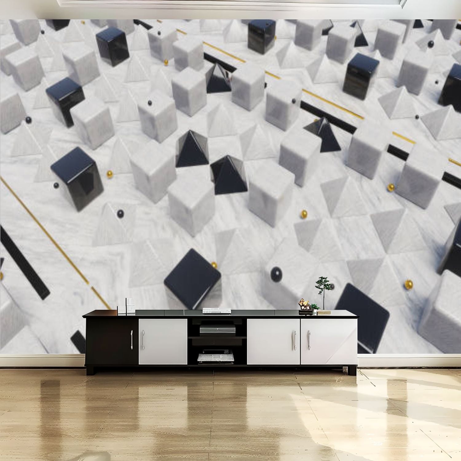 Peel and Stick Canvas Wallpaper Wall Mural Abstract Difference Geometry ...