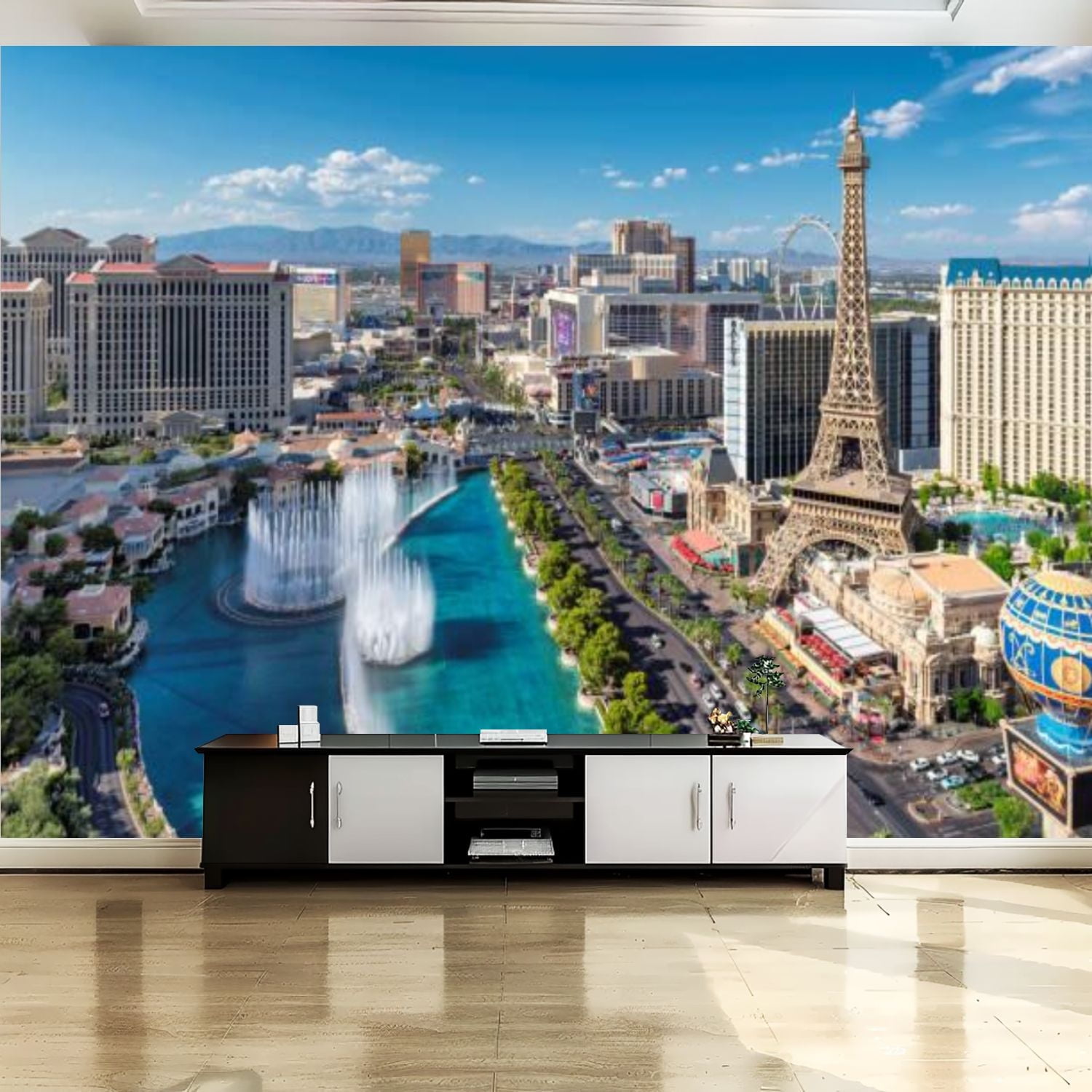 Peel and Stick Canvas Wallpaper Wall Mural Aerial view Las Vegas strip ...