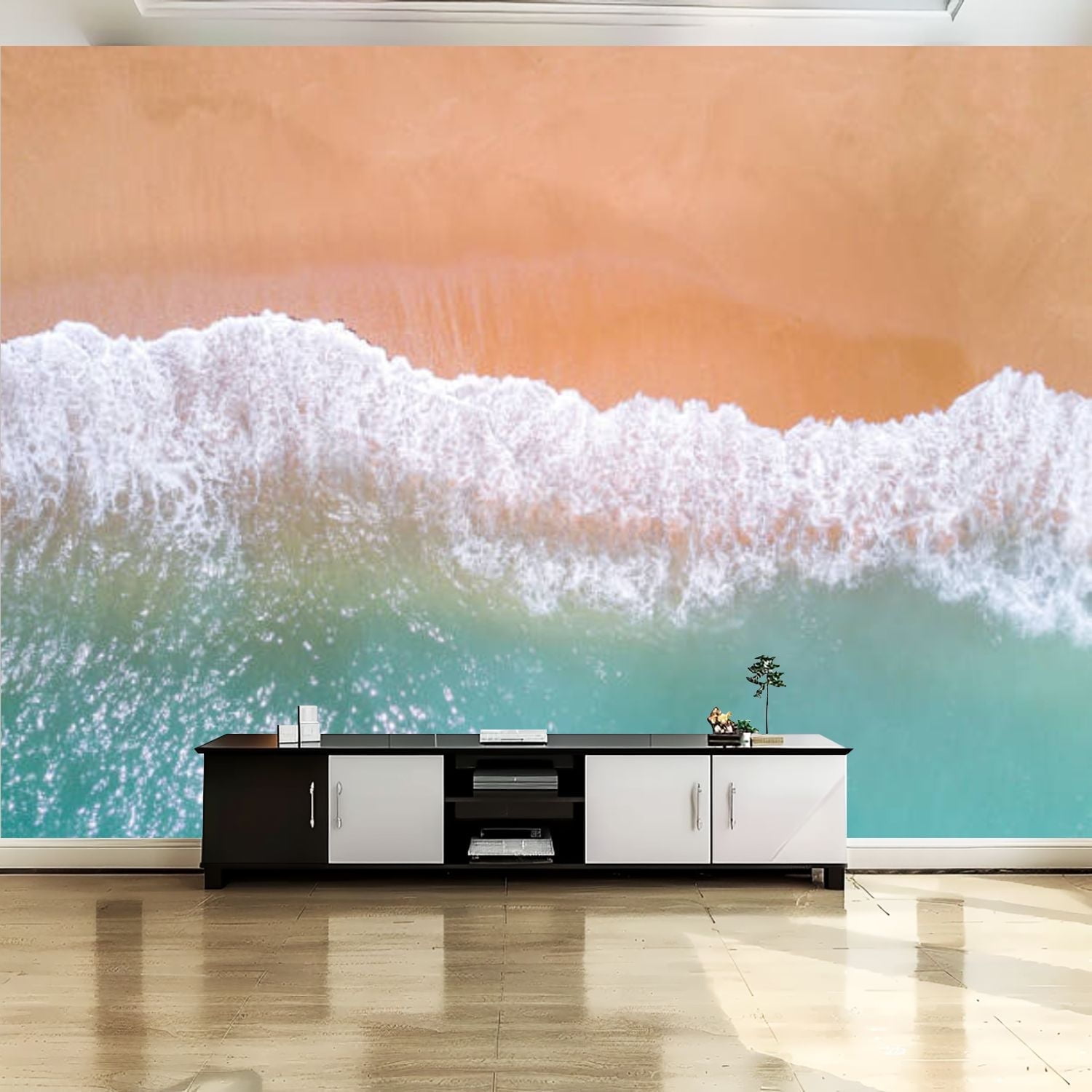 Peel and Stick Canvas Wallpaper Wall Mural Aerial view tropical sandy ...