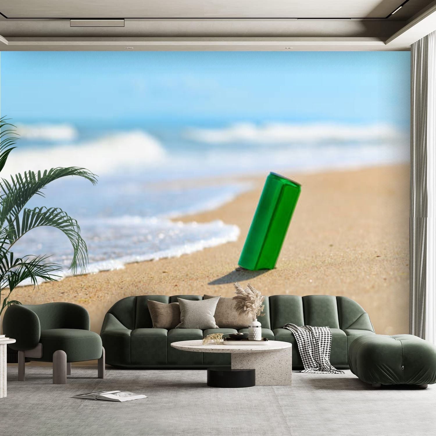 Peel and Stick Canvas Wallpaper Wall Mural Aluminum can drink seashore ...