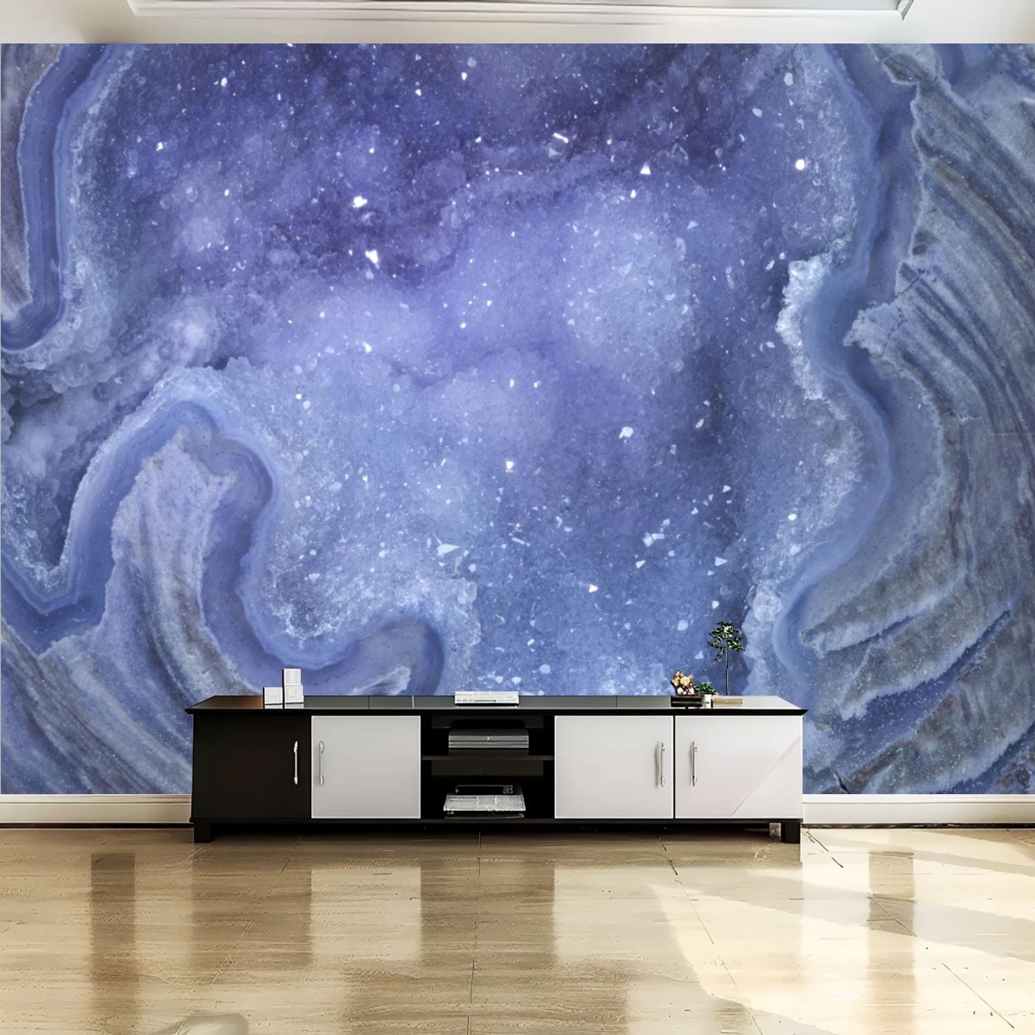 Peel and Stick Canvas Wallpaper Wall Mural Amethyst Crystal Geode ...