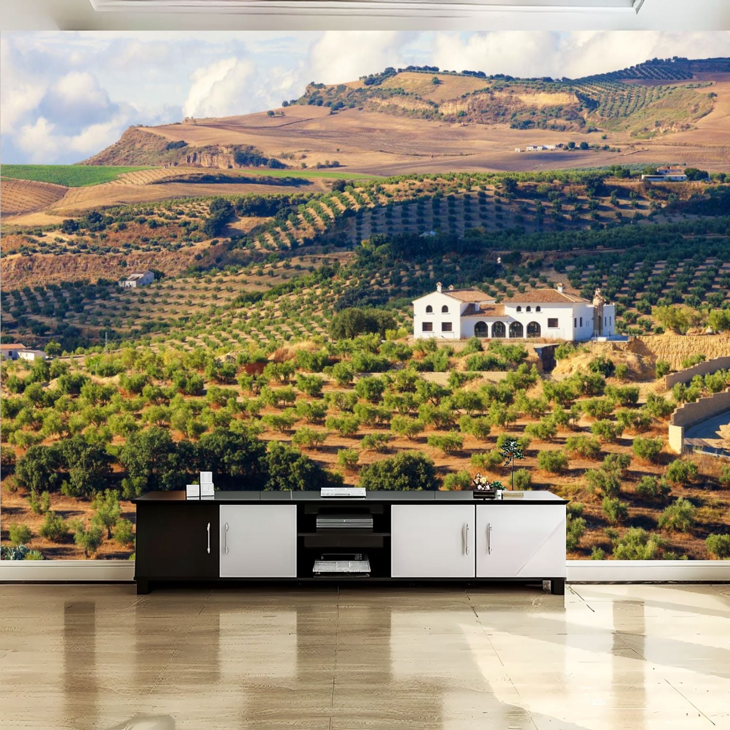 Peel and Stick Canvas Wallpaper Wall Mural Andalusian cortijo farmhouse ...