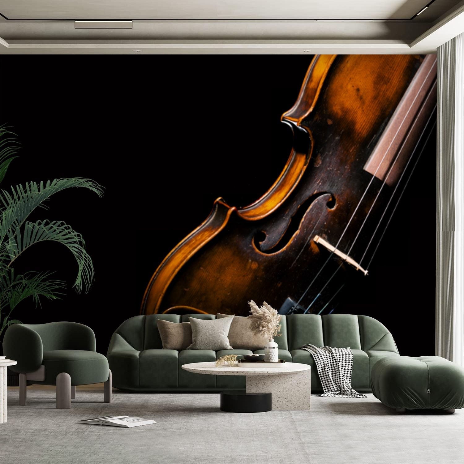Peel and Stick Canvas Wallpaper Wall Mural Antique Violin Wall Art Self ...