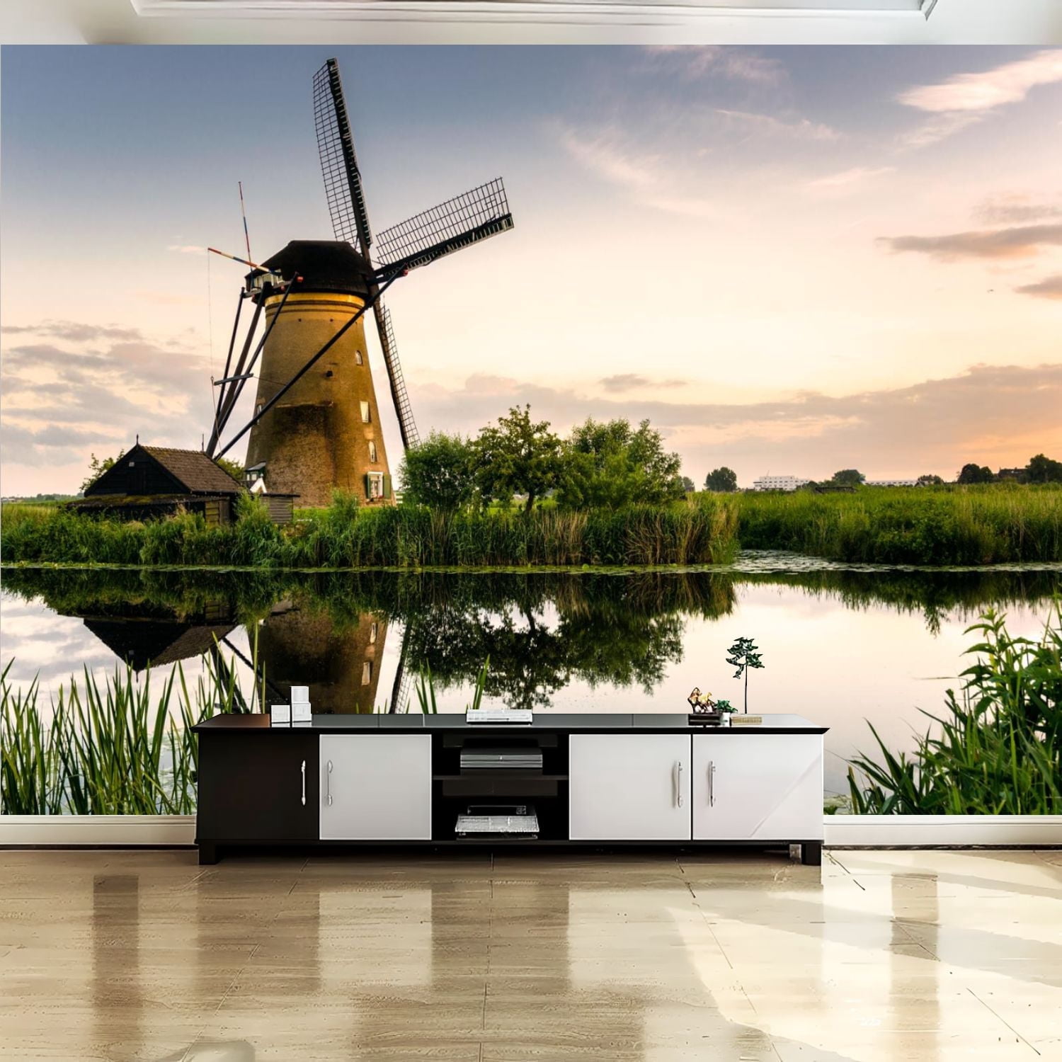 Peel and Stick Canvas Wallpaper Wall Mural Beautiful Sunset Dutch ...