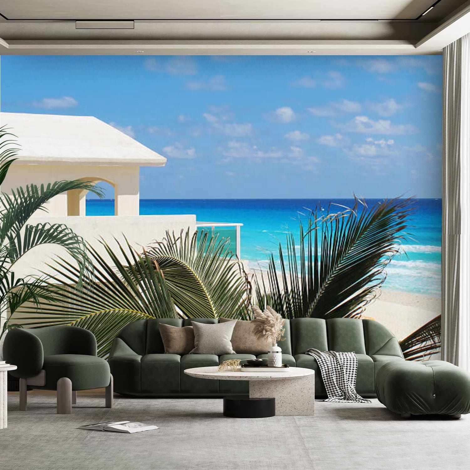 Peel and Stick Canvas Wallpaper Wall Mural Beautiful beach Cancun ...