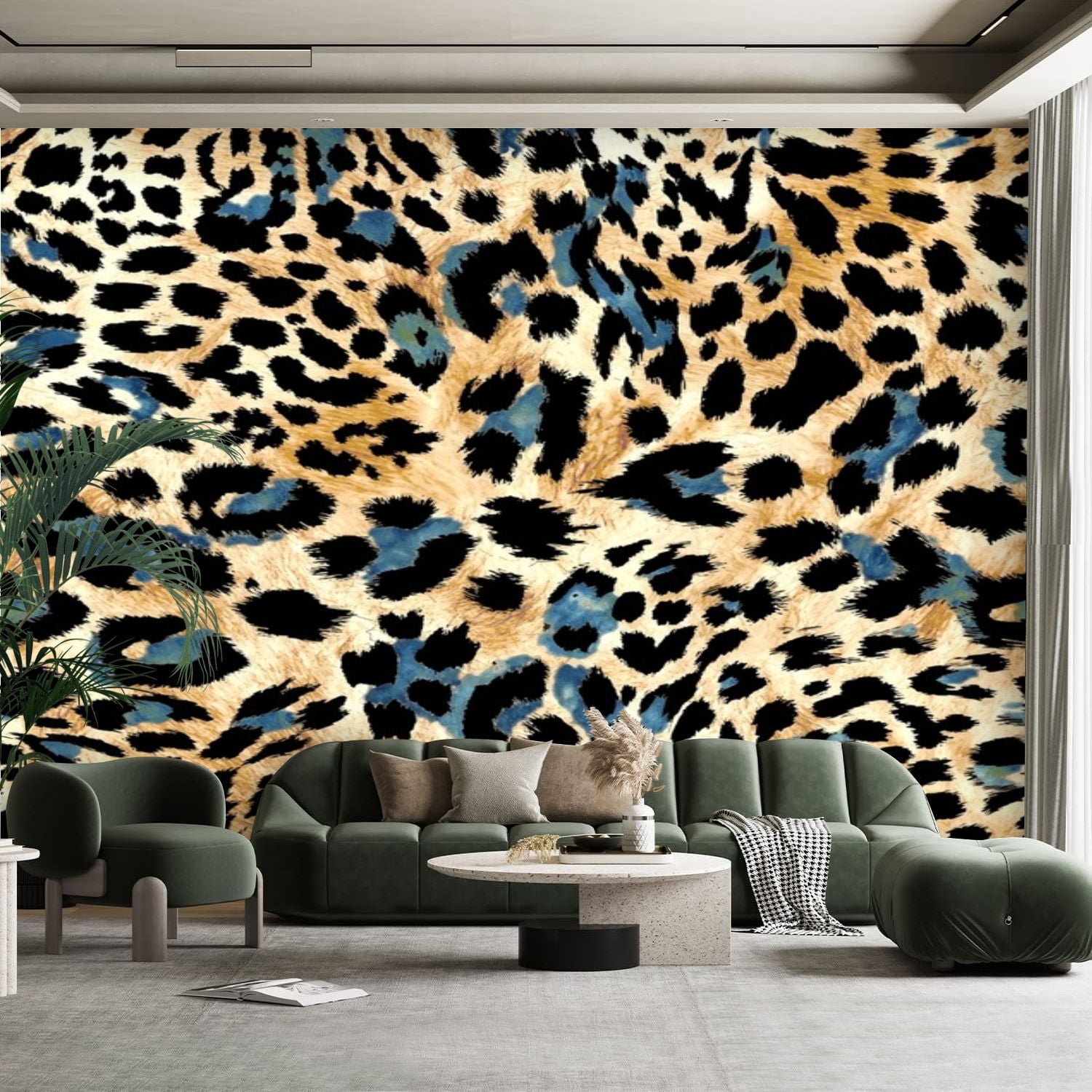 Peel and Stick Canvas Wallpaper Wall Mural Beautiful meter from leopard ...