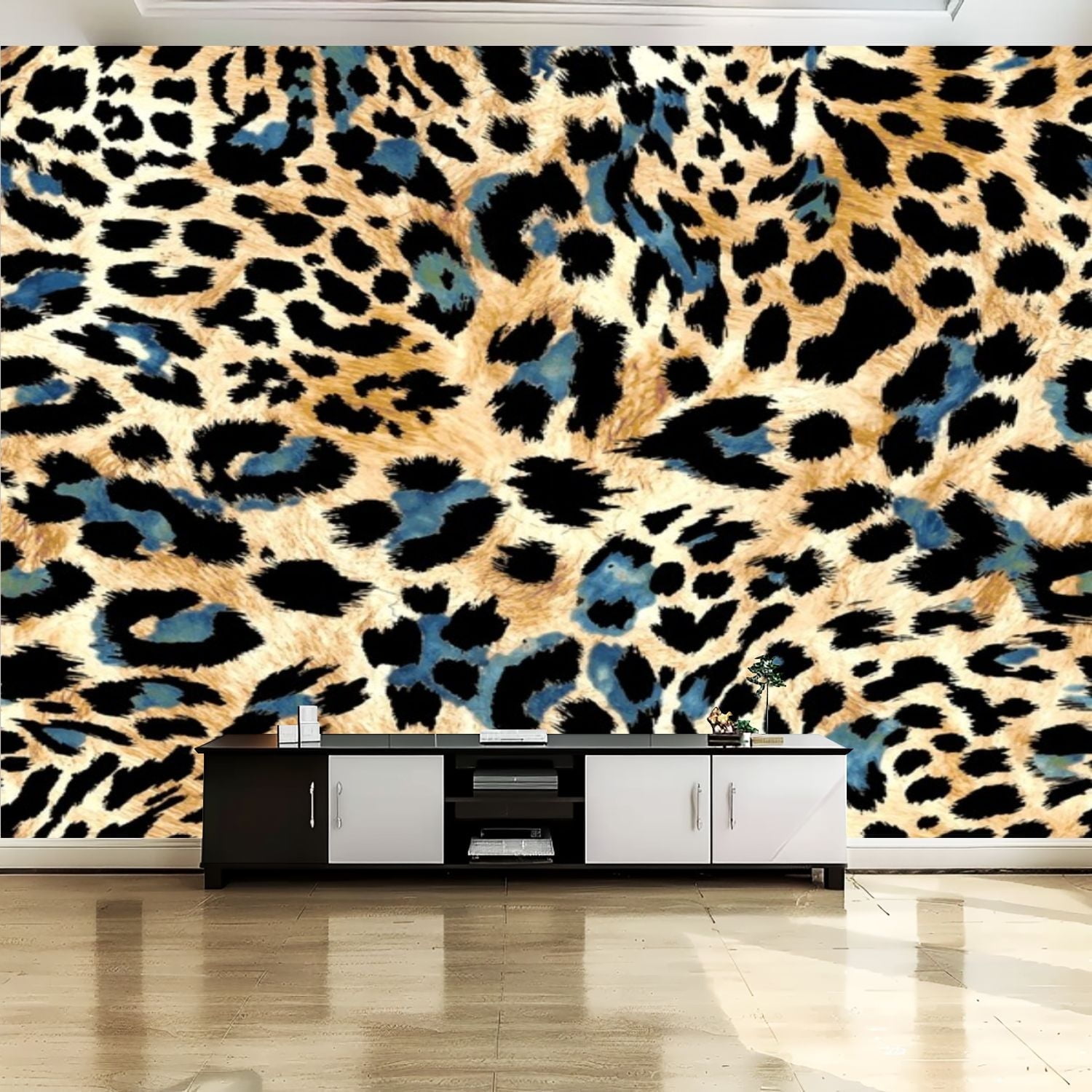 Peel and Stick Canvas Wallpaper Wall Mural Beautiful meter from leopard ...