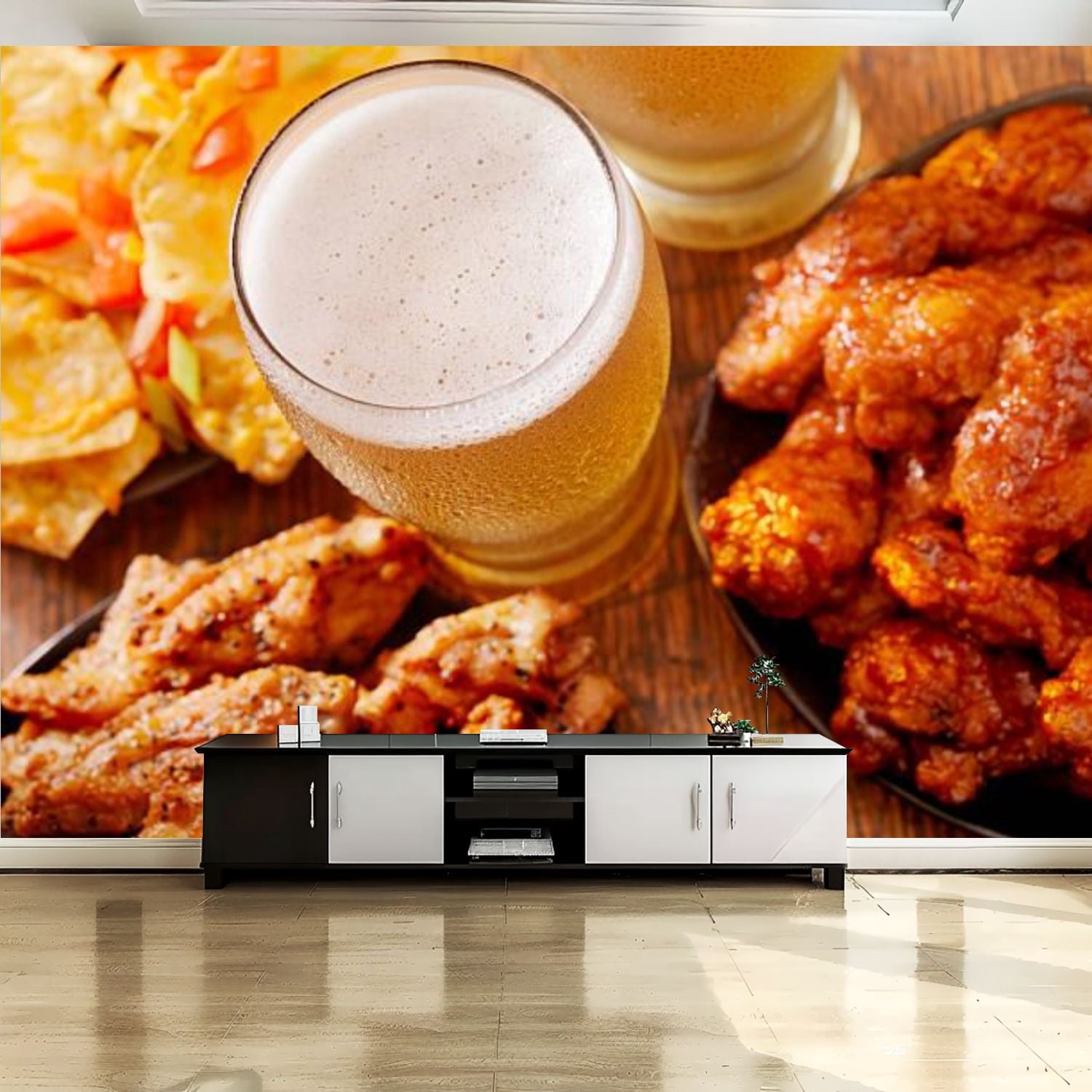Peel and Stick Canvas Wallpaper Wall Mural Beer Wings Wall Art Self ...