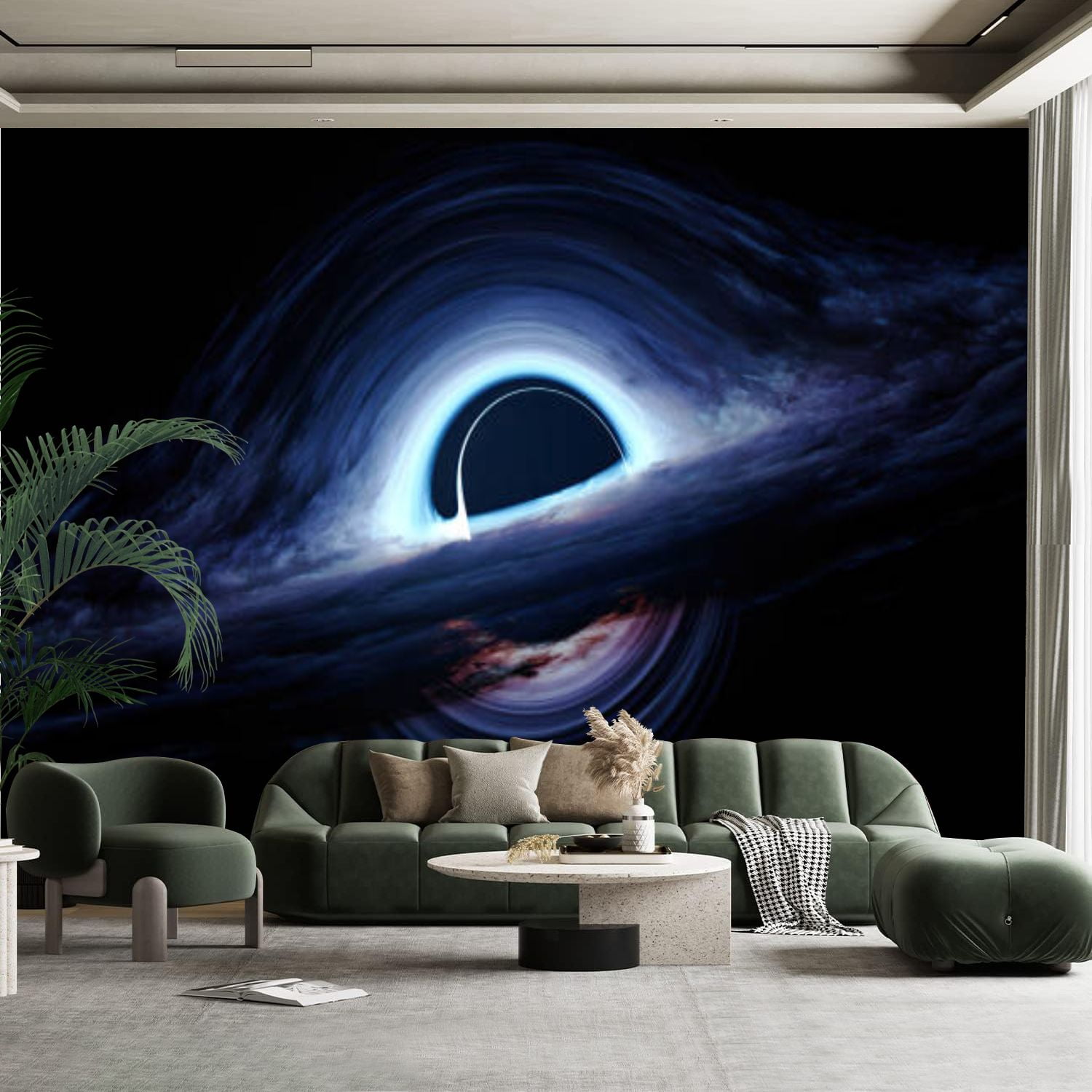 Peel and Stick Canvas Wallpaper Wall Mural Black Hole clouds render ...