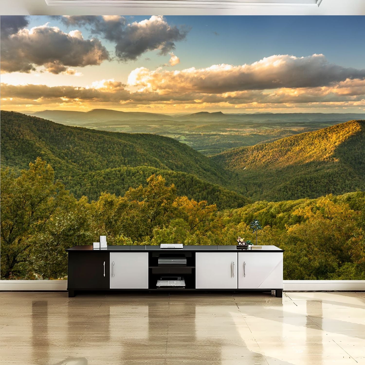 Peel and Stick Canvas Wallpaper Wall Mural Blue Ridge Mountains scenic ...