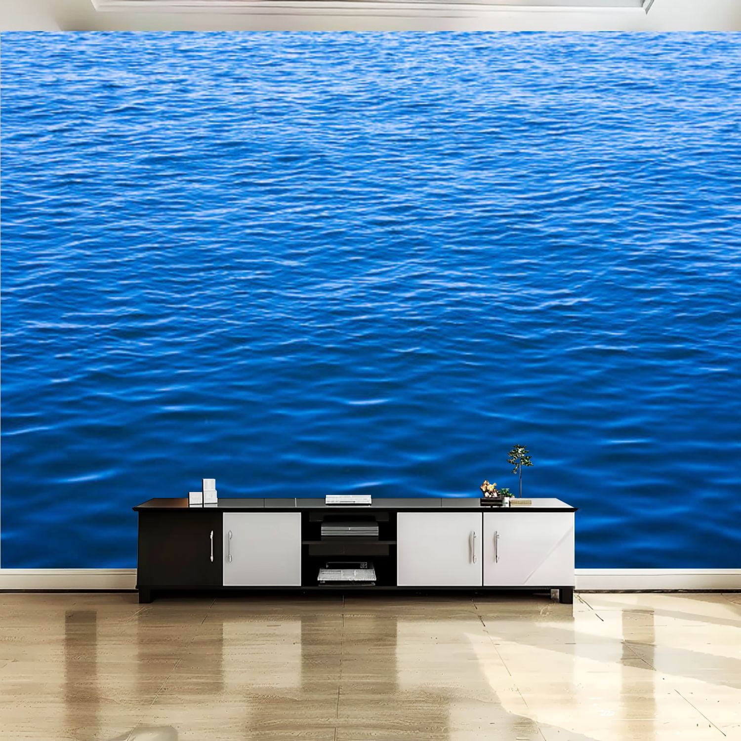 Peel and Stick Canvas Wallpaper Wall Mural Blue ocean water waves Wall ...