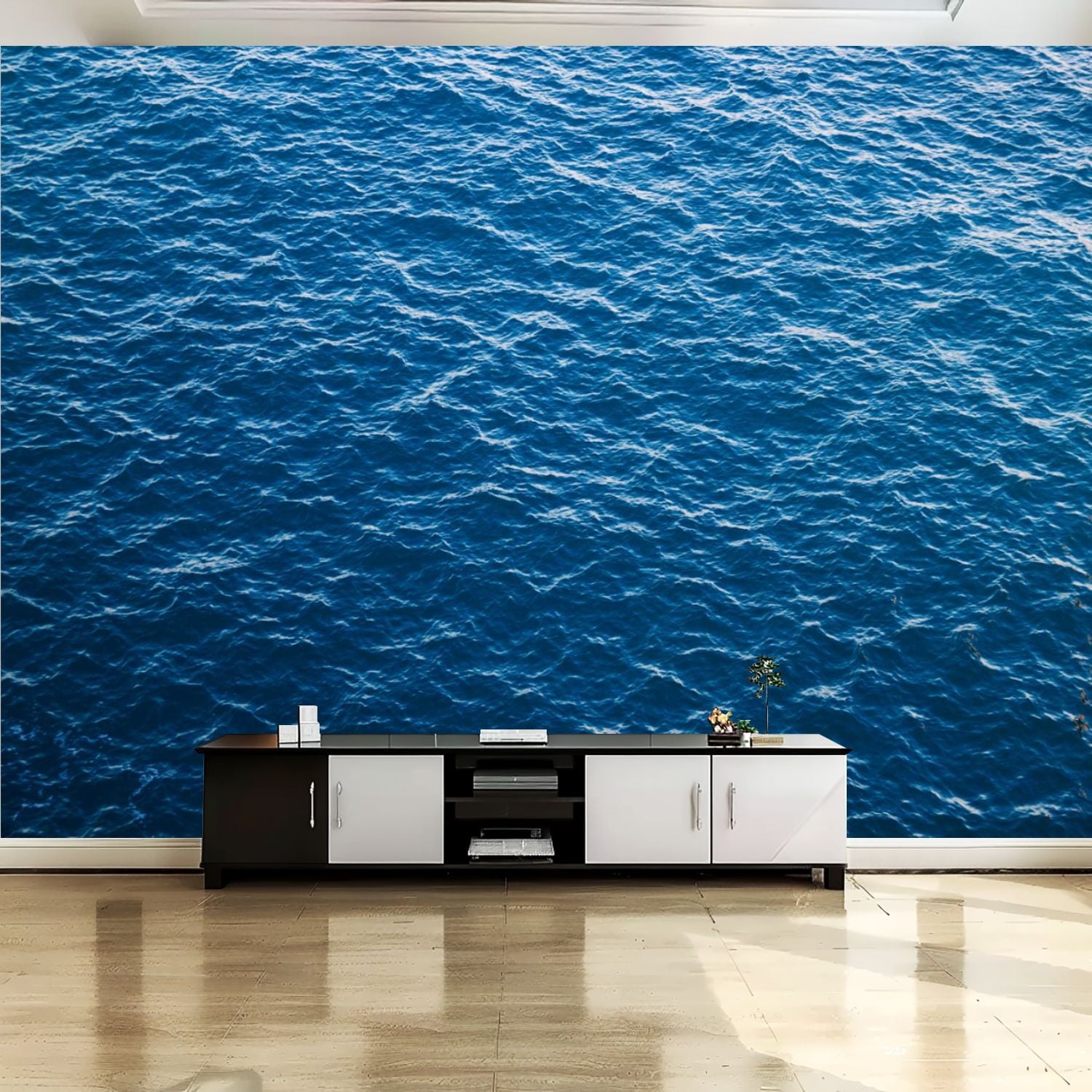Peel and Stick Canvas Wallpaper Wall Mural Blue sea water Atlantic Wall ...