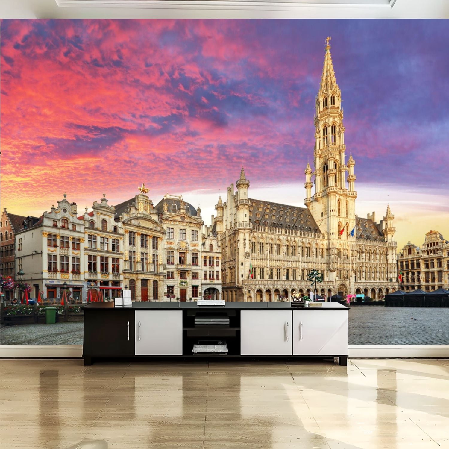 Peel and Stick Canvas Wallpaper Wall Mural Brussels Grand Place ...