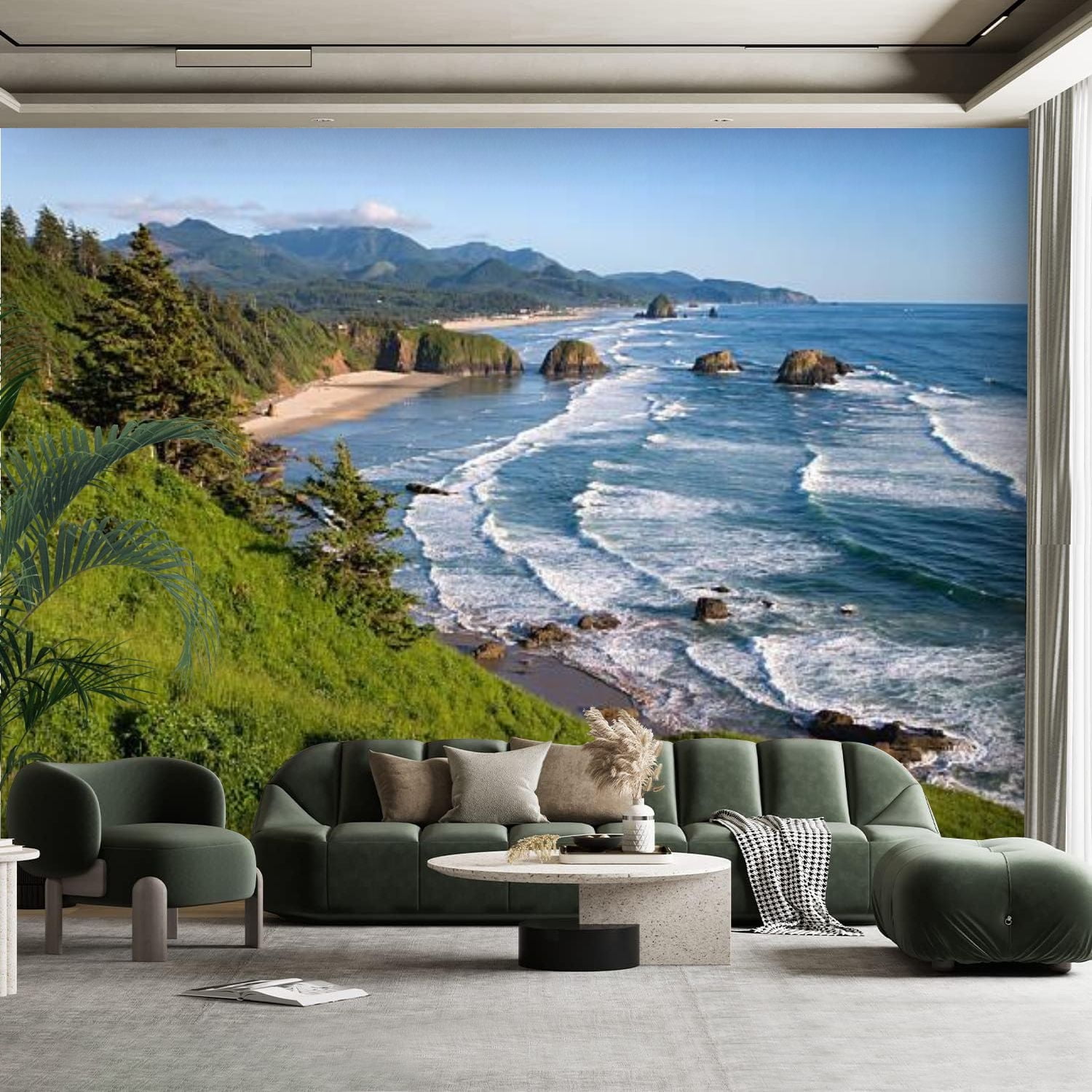 Peel and Stick Canvas Wallpaper Wall Mural Cannon Beach Oregon Wall Art ...