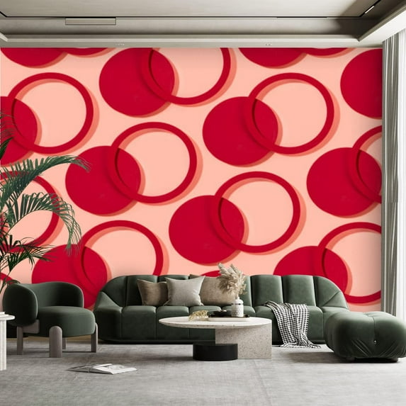 Peel and Stick Canvas Wallpaper Wall Mural Circle Shaped Paper Wall Art ...