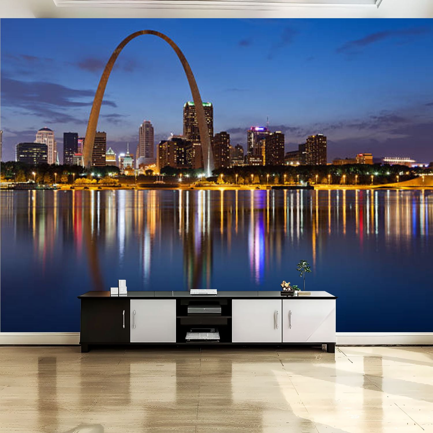 Peel and Stick Canvas Wallpaper Wall Mural City St Louis skyline Wall ...