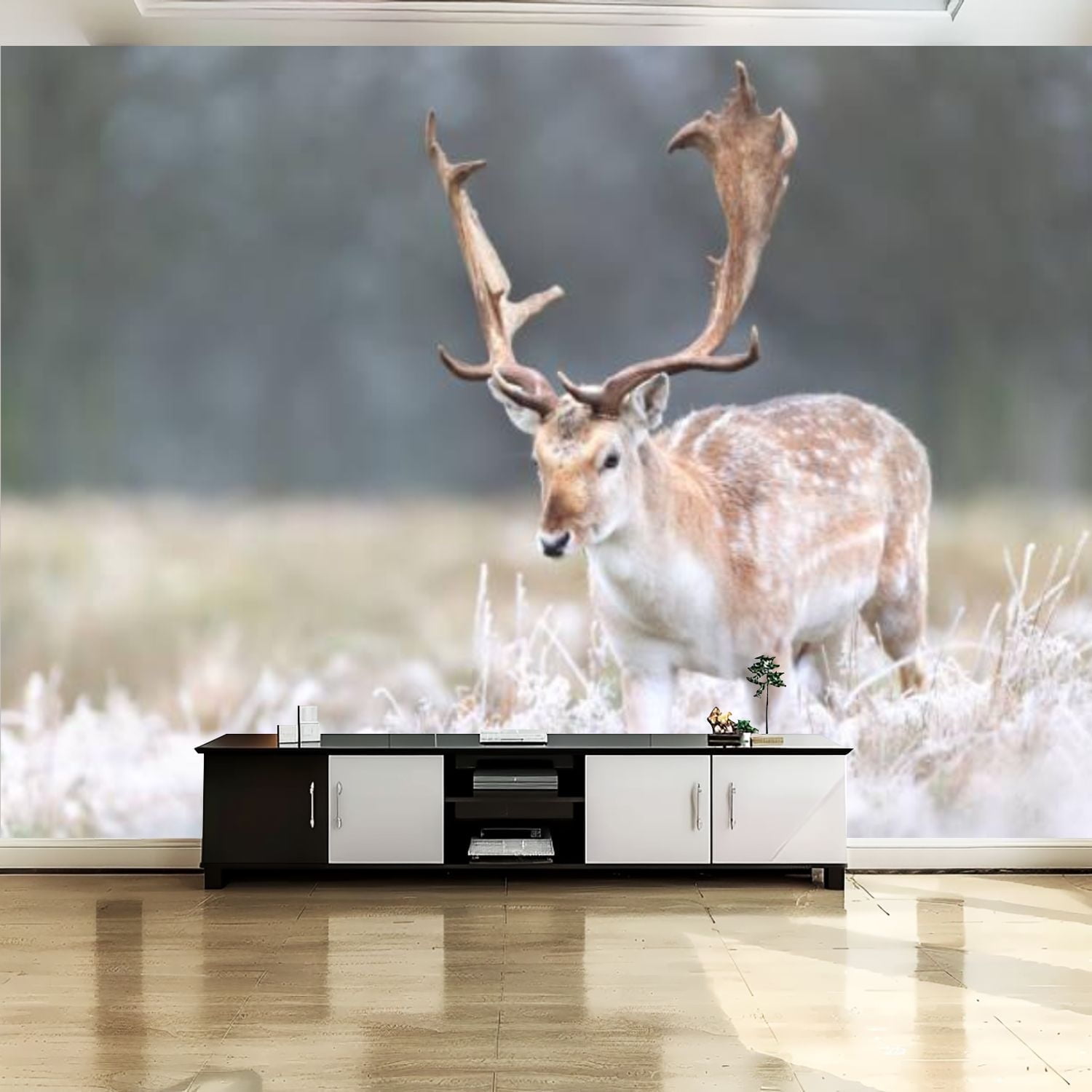 Peel and Stick Canvas Wallpaper Wall Mural Close up Fallow deer stag ...