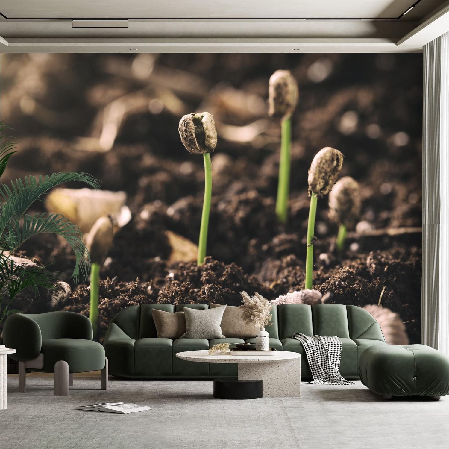 Peel and Stick Canvas Wallpaper Wall Mural Coffee Bean Seedling Coffee ...