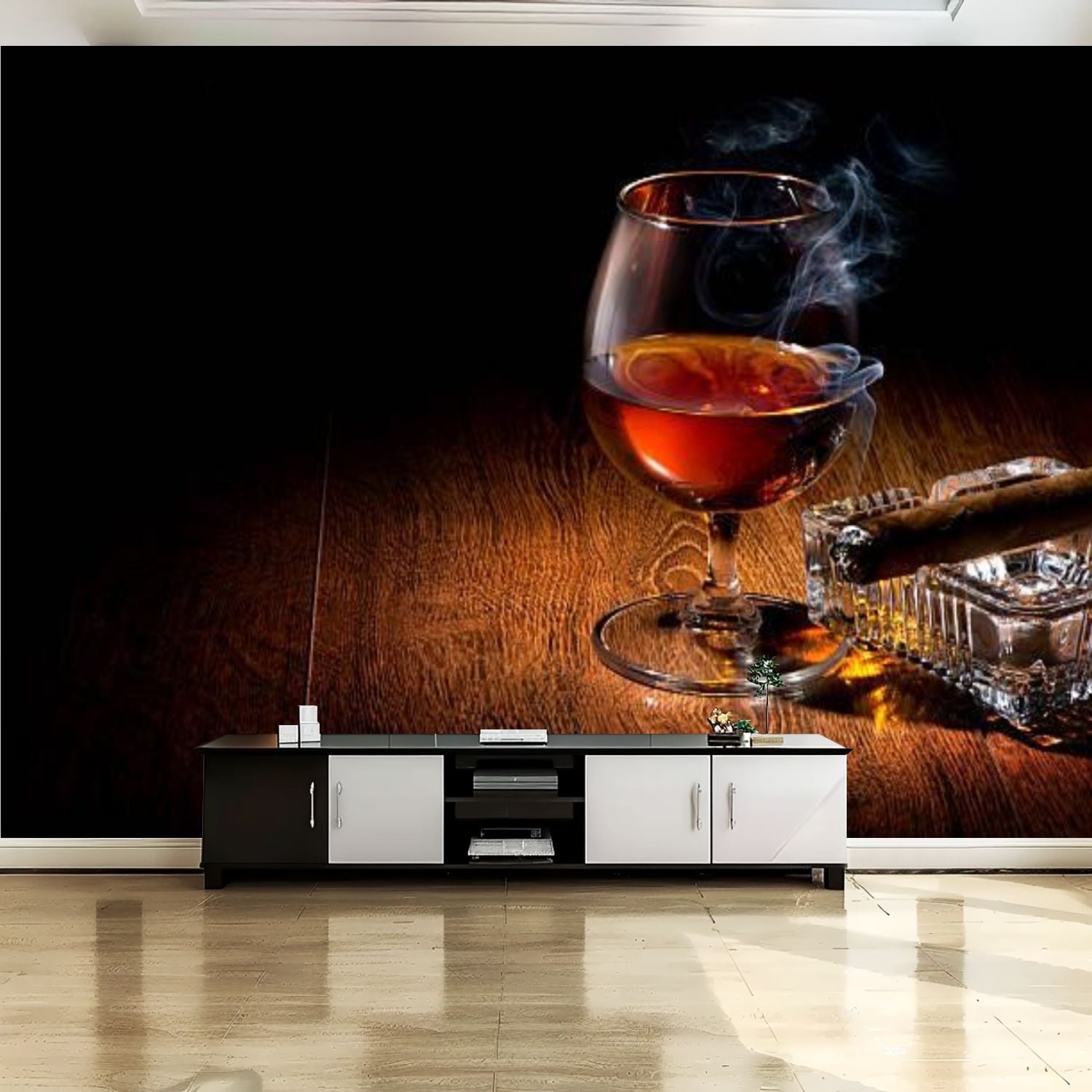 Peel and Stick Canvas Wallpaper Wall Mural Cognac cigar Wall Art Self ...