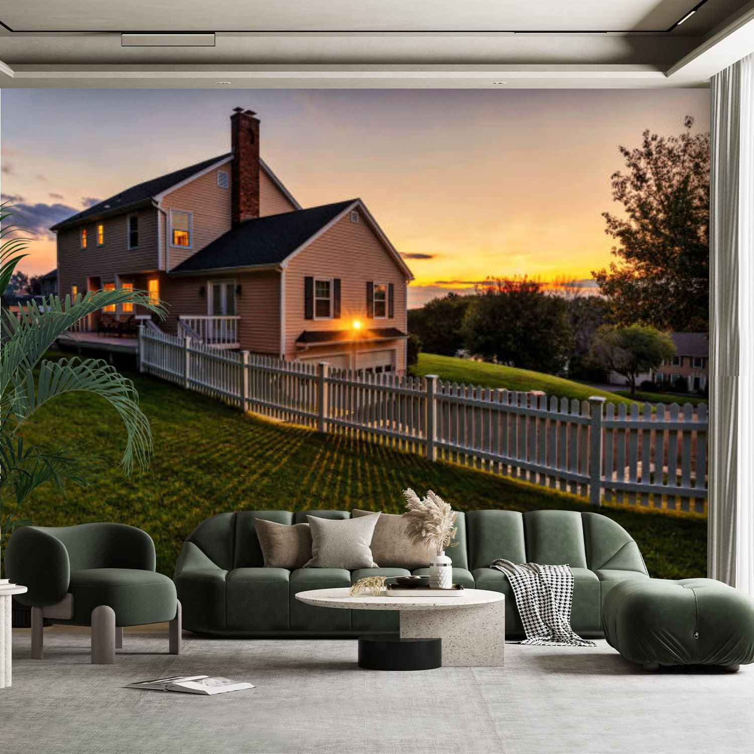 Peel and Stick Canvas Wallpaper Wall Mural Colonial house Wall Art Self ...