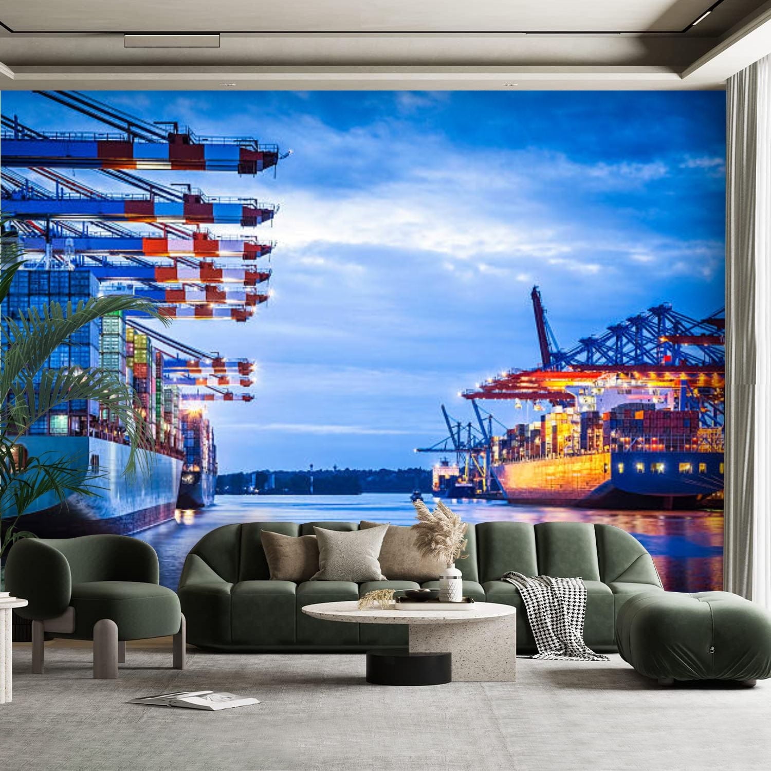 Peel and Stick Canvas Wallpaper Wall Mural Container Terminal Wall Art ...