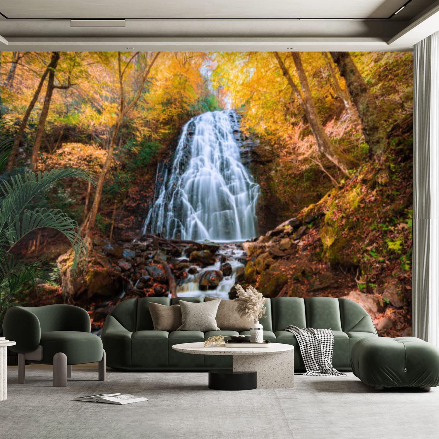 Peel and Stick Canvas Wallpaper Wall Mural Crabtree Falls Blue Ridge ...