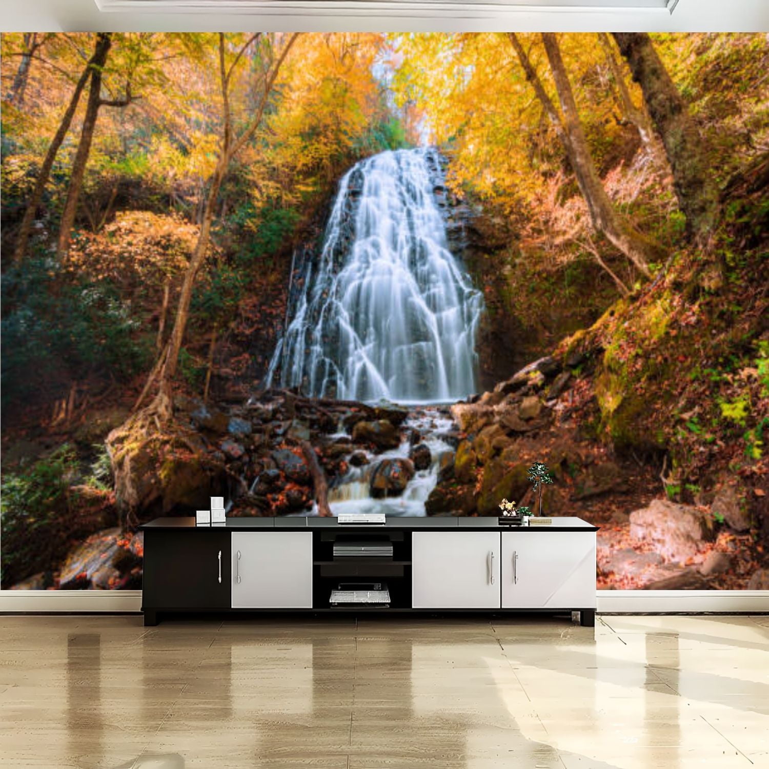 Peel and Stick Canvas Wallpaper Wall Mural Crabtree Falls Blue Ridge ...