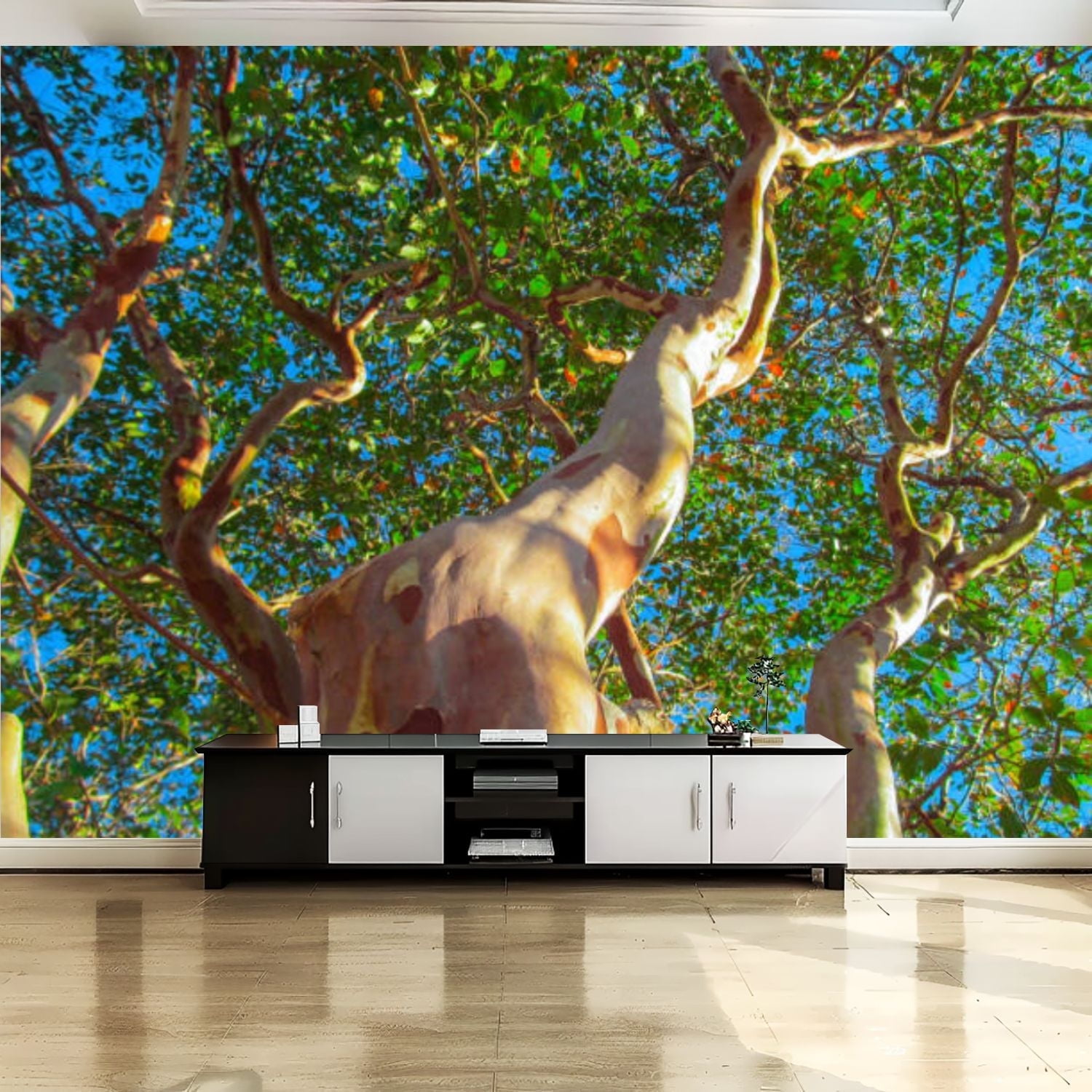 Peel and Stick Canvas Wallpaper Wall Mural Crape myrtle trees type ...