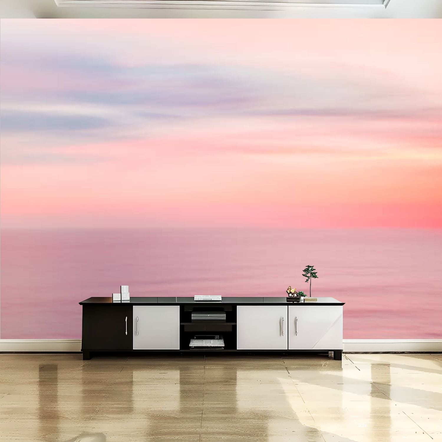 Peel and Stick Canvas Wallpaper Wall Mural Defocused sunrise sky ocean ...
