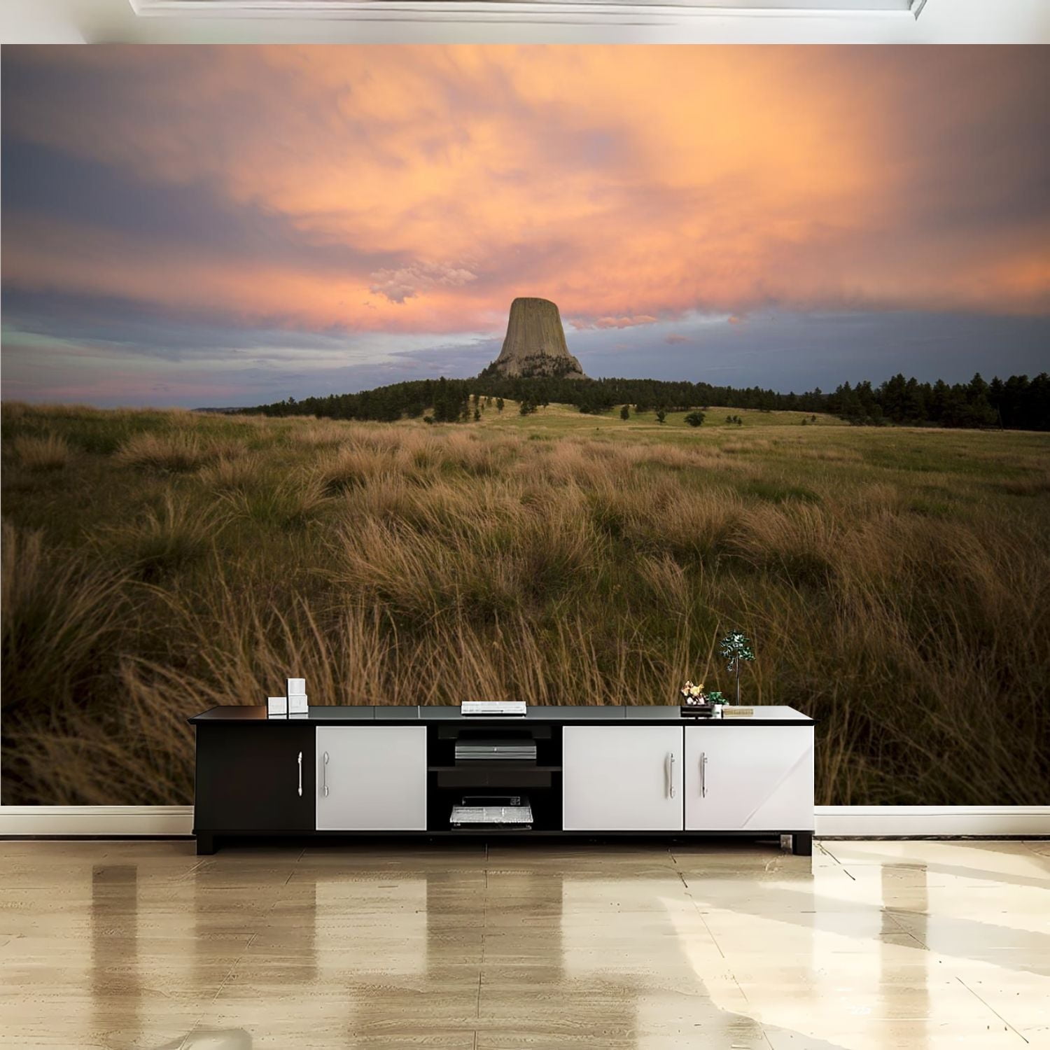Peel and Stick Canvas Wallpaper Wall Mural Devils Tower National ...