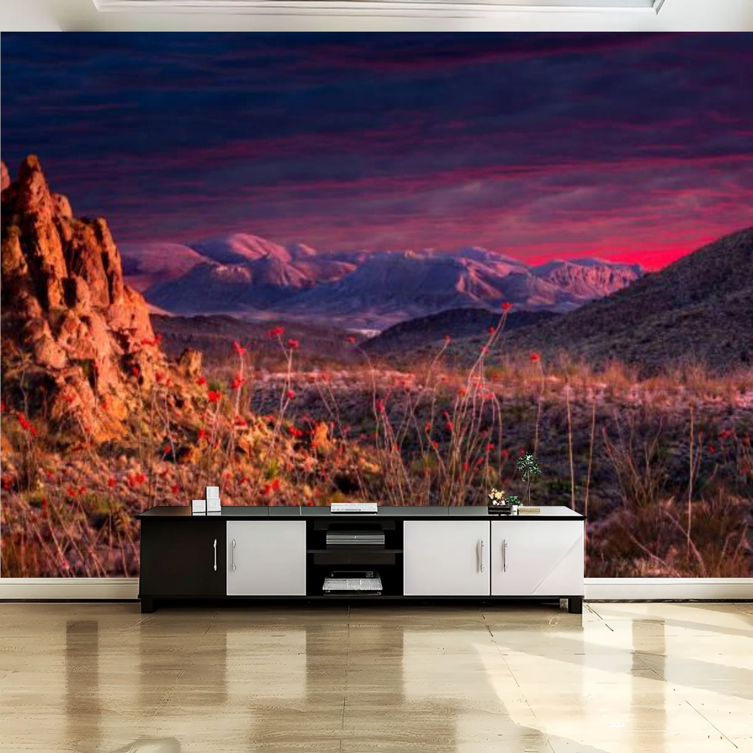 Peel and Stick Canvas Wallpaper Wall Mural Dramatic Terlingua Sunset ...