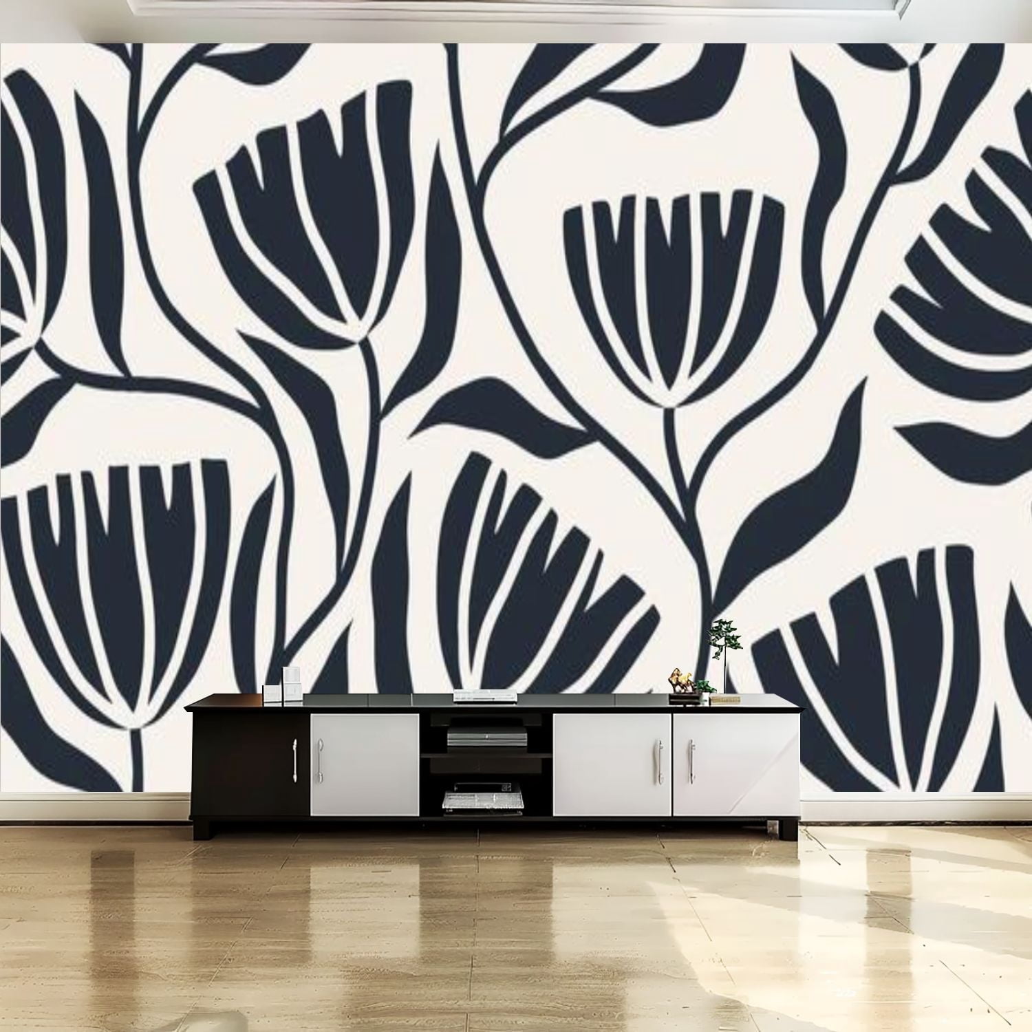 Peel and Stick Canvas Wallpaper Wall Mural Exotic abstract hand drawn ...