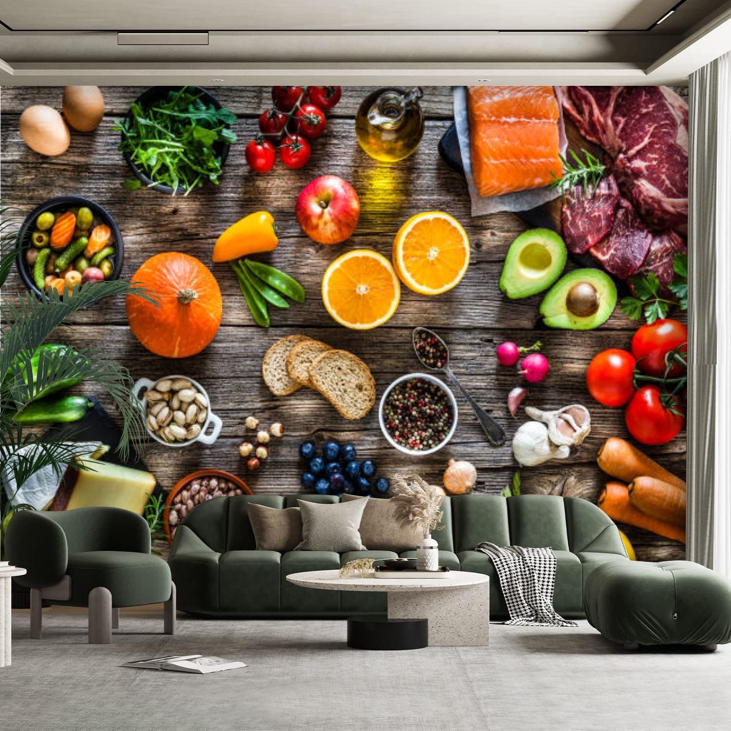 Peel and Stick Canvas Wallpaper Wall Mural Food backgrounds table ...