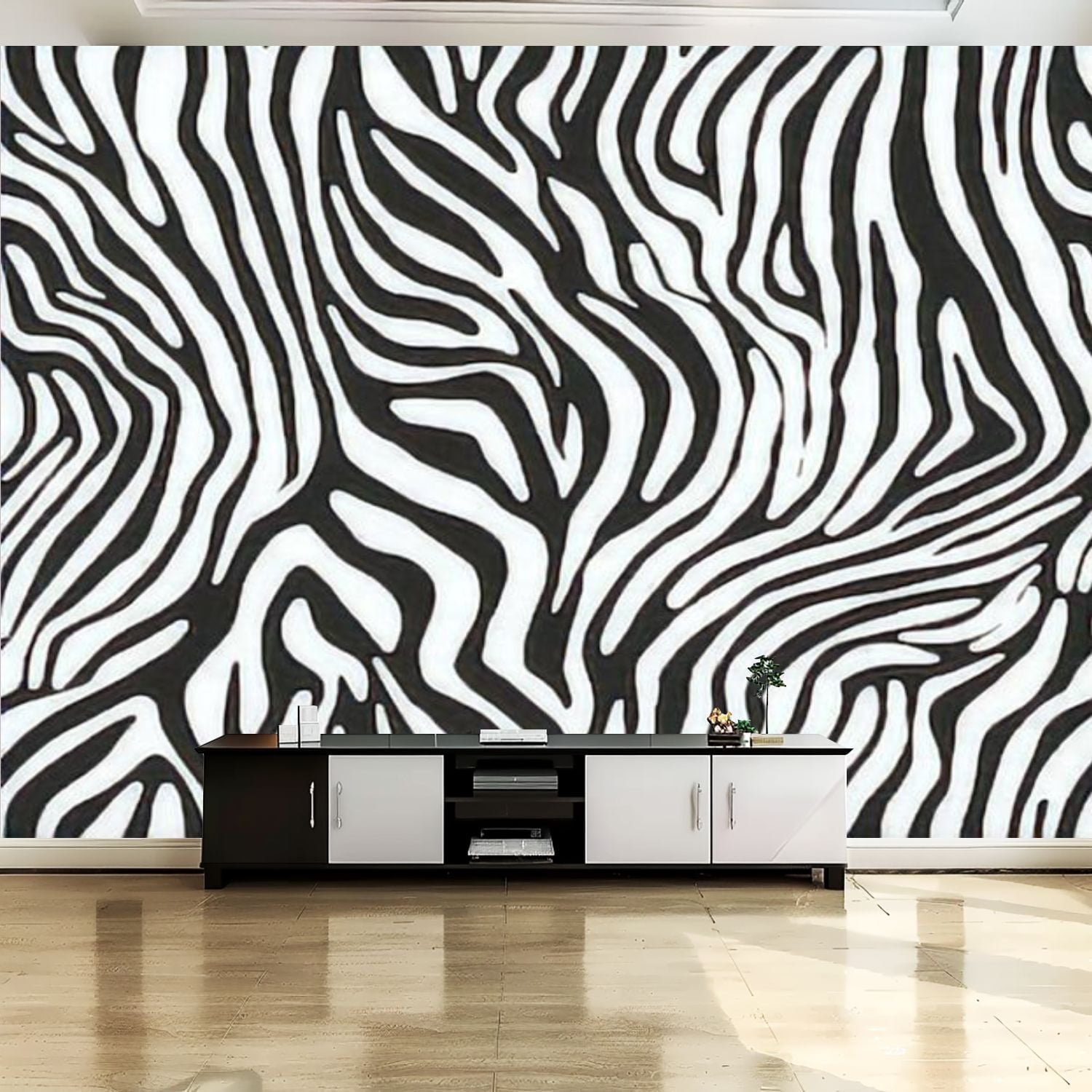 Peel and Stick Canvas Wallpaper Wall Mural Full Seamless Zebra Tiger ...
